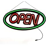 Amazon.com: OVAL REAL GLASS BRIGHT NEON OPEN SIGN / LIGHT - OPEN SIGNS ...