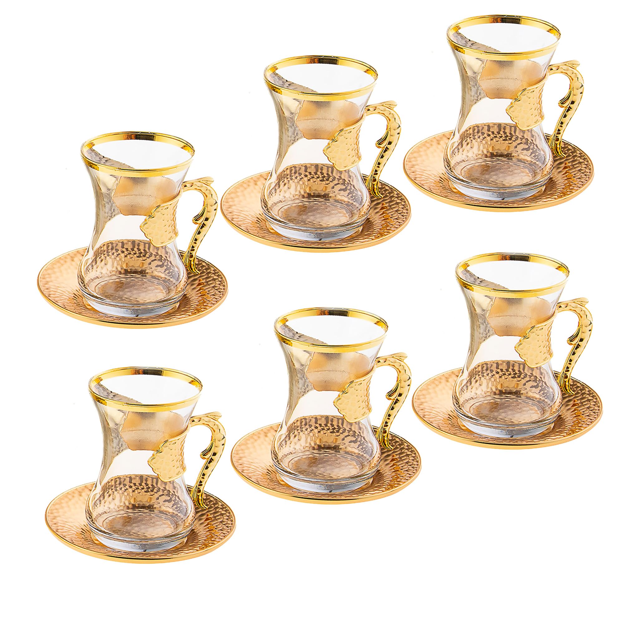 Turkish 4.22 oz Tea Glass Set of 6 | Turkish Tea Glasses with Holders ...