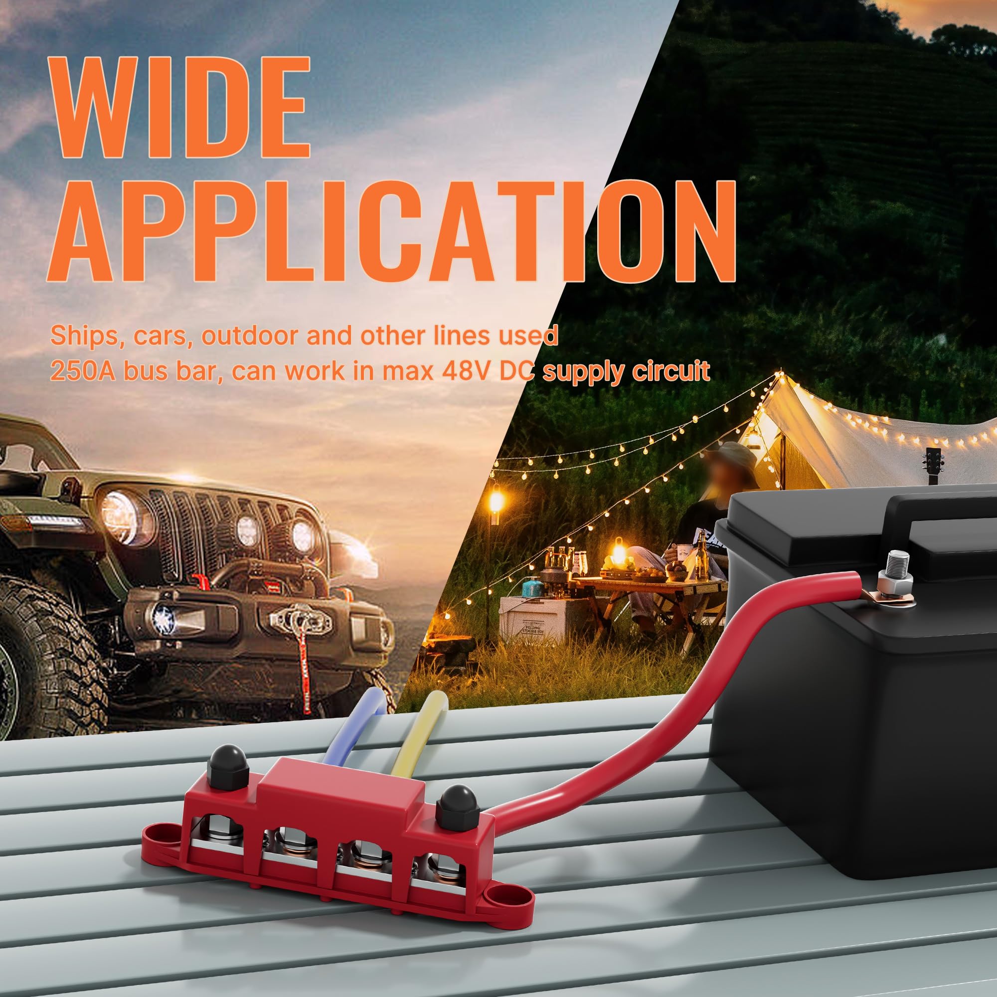 Mua Joinfworld 250A 12V Bus Bar 3/8" Power Distribution Block 4 Studs ...