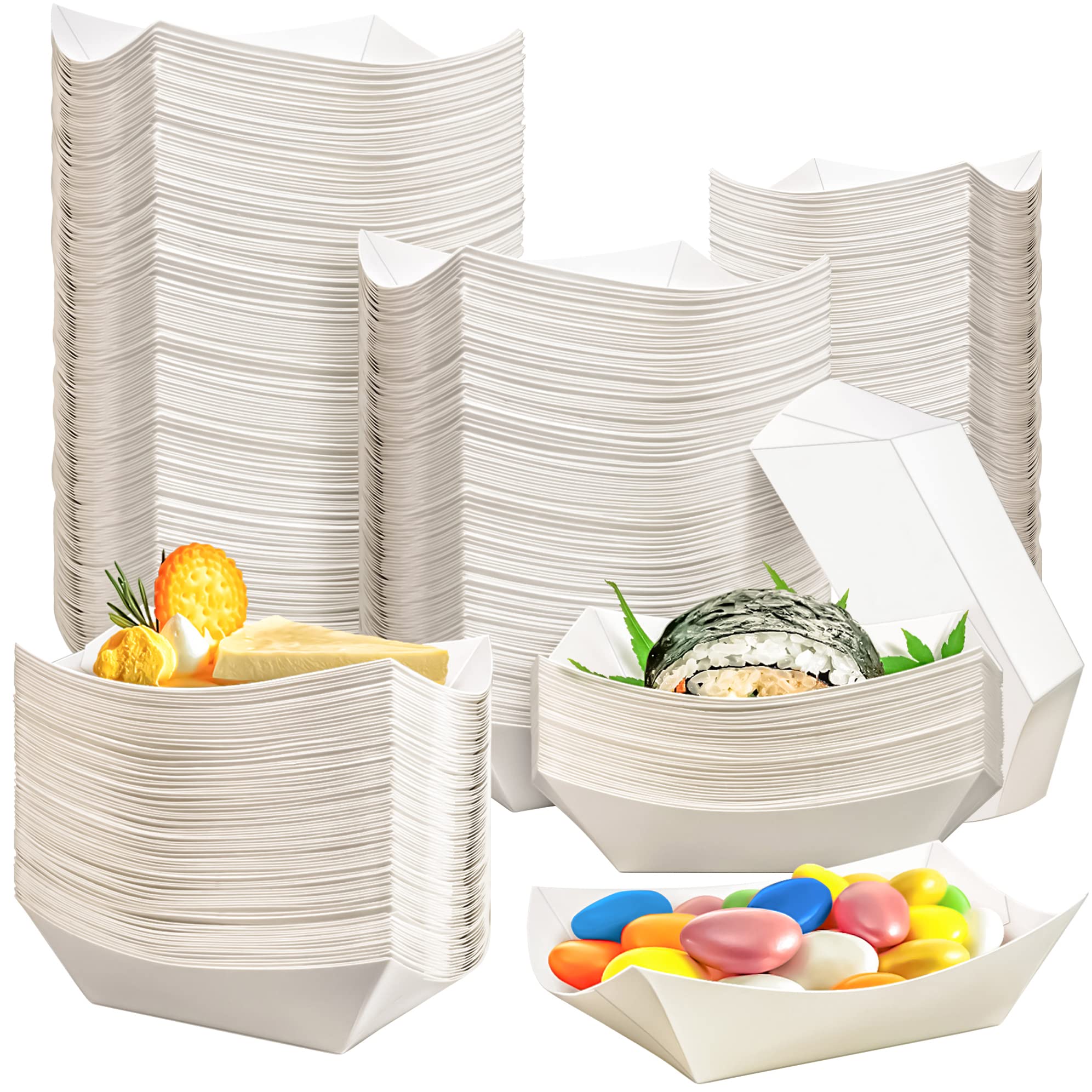 MotBach Small Paper Food Boats, 1/4 Lb Disposable Kraft Food Trays ...