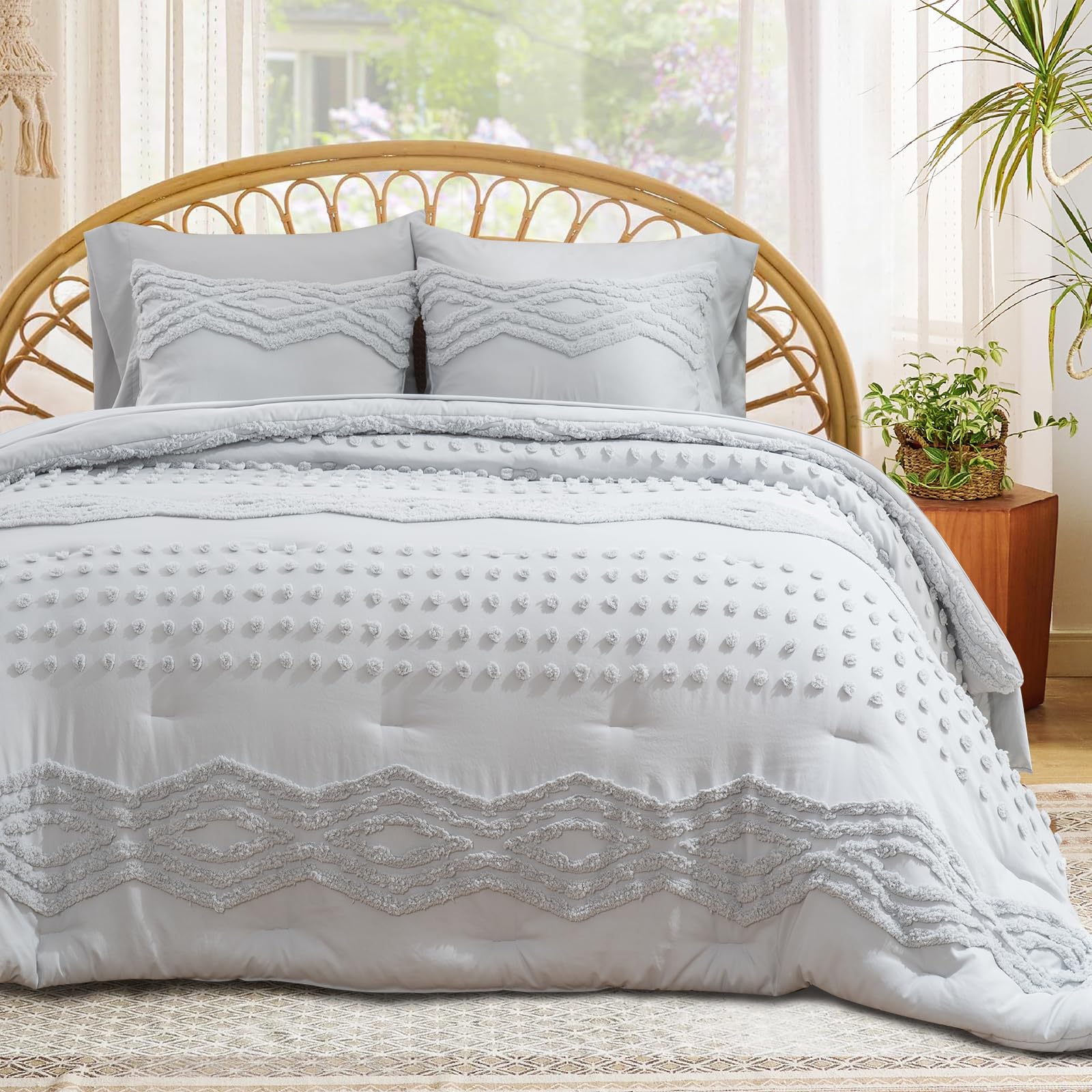 EVERGRACE King Size Comforter Set 7 Pieces Bed in a Bag for College ...