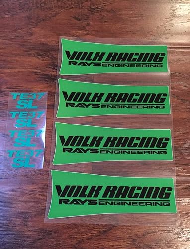 JDM Reflective Rays Volk Racing TE37SL Wheel Sticker Decal Green Black ...