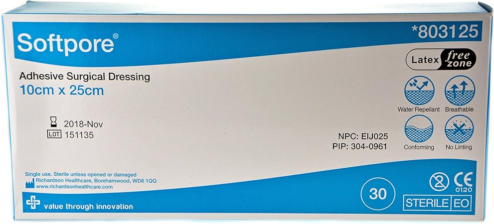 Softpore Adhesive Dressing 25cm x 10cm (x30): Amazon.co.uk: Health ...