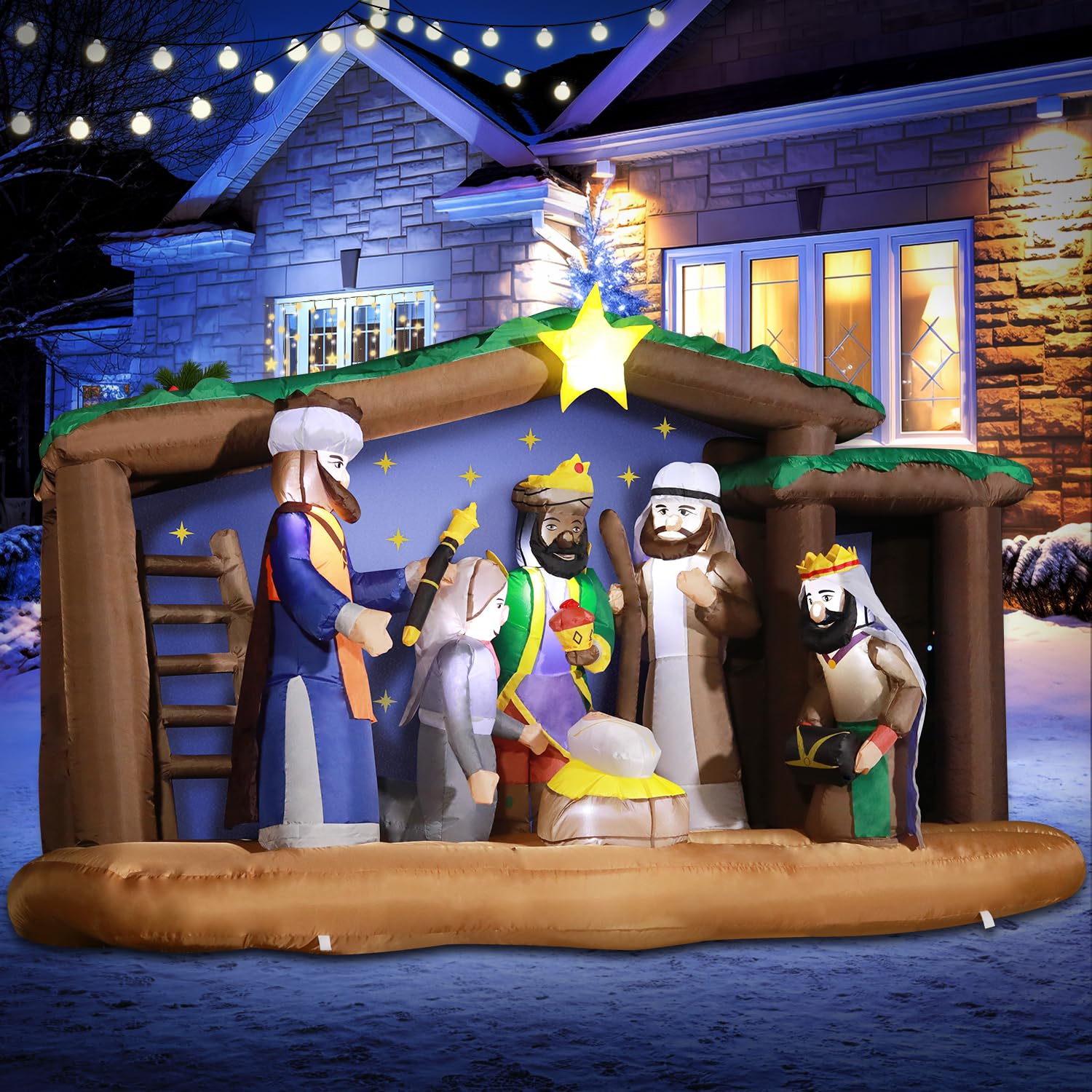 DomKom Large 8FT Christmas Inflatables Nativity Scene Outdoor ...