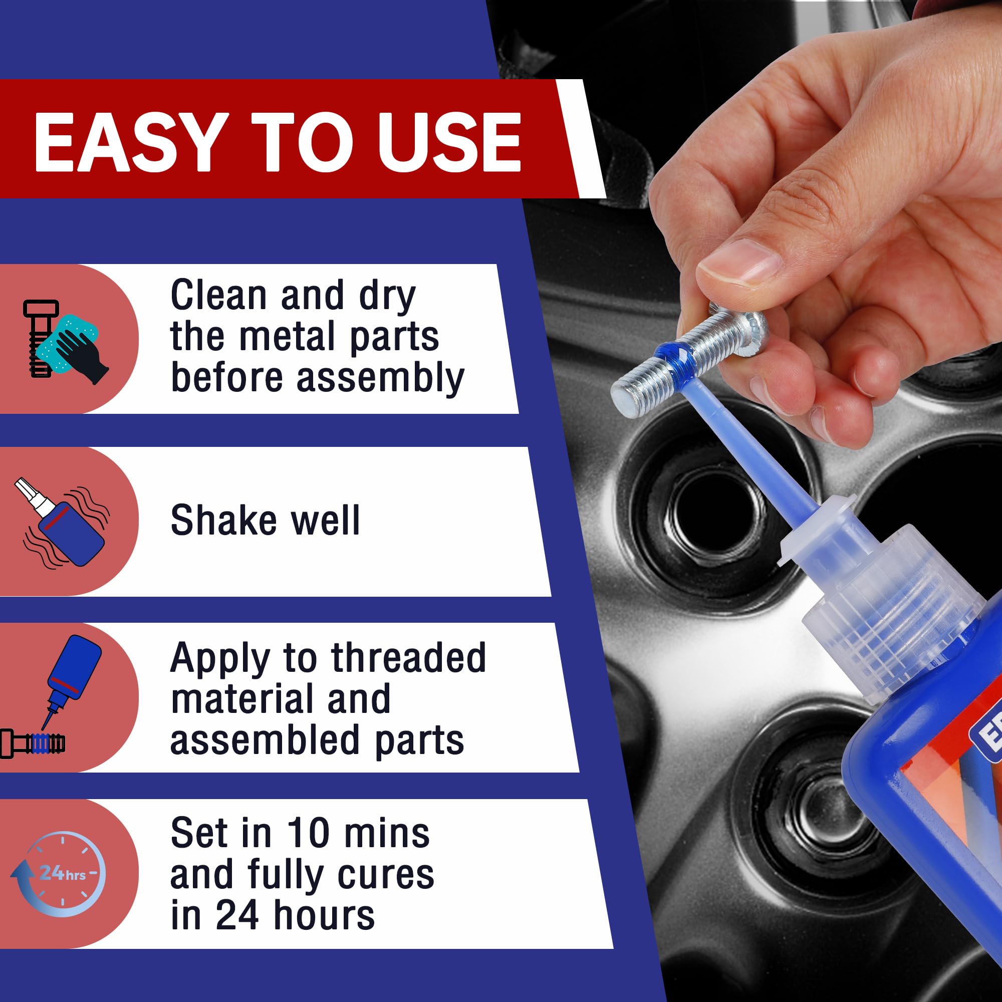 Mua 50ml x 2 Threadlocker Blue 242 and Red 271, Thread Lock Medium and ...