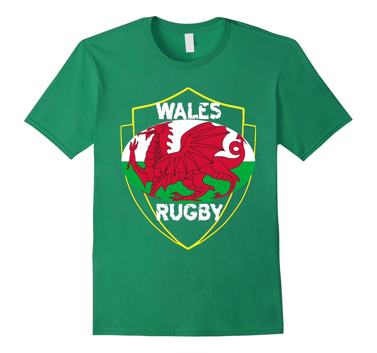 Wales Rugby Fan T-Shirt Distressed Text Gold Shield-Art – Artvinatee