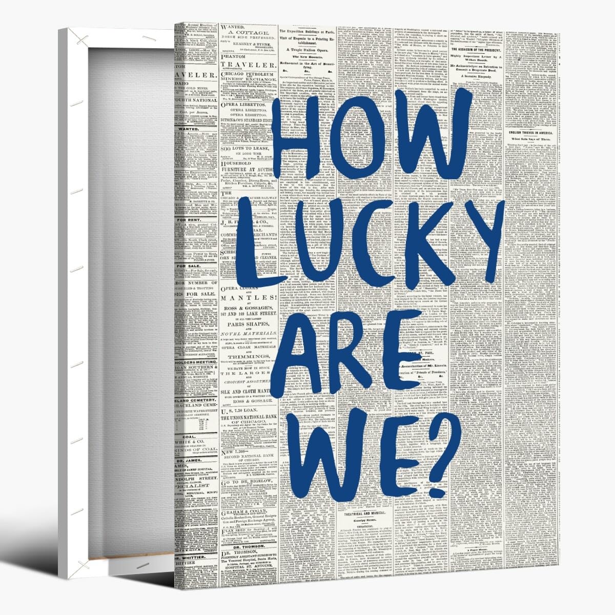 Preppy Newspaper Affirmation Canvas Prints Poster Trendy Navy Blue ...