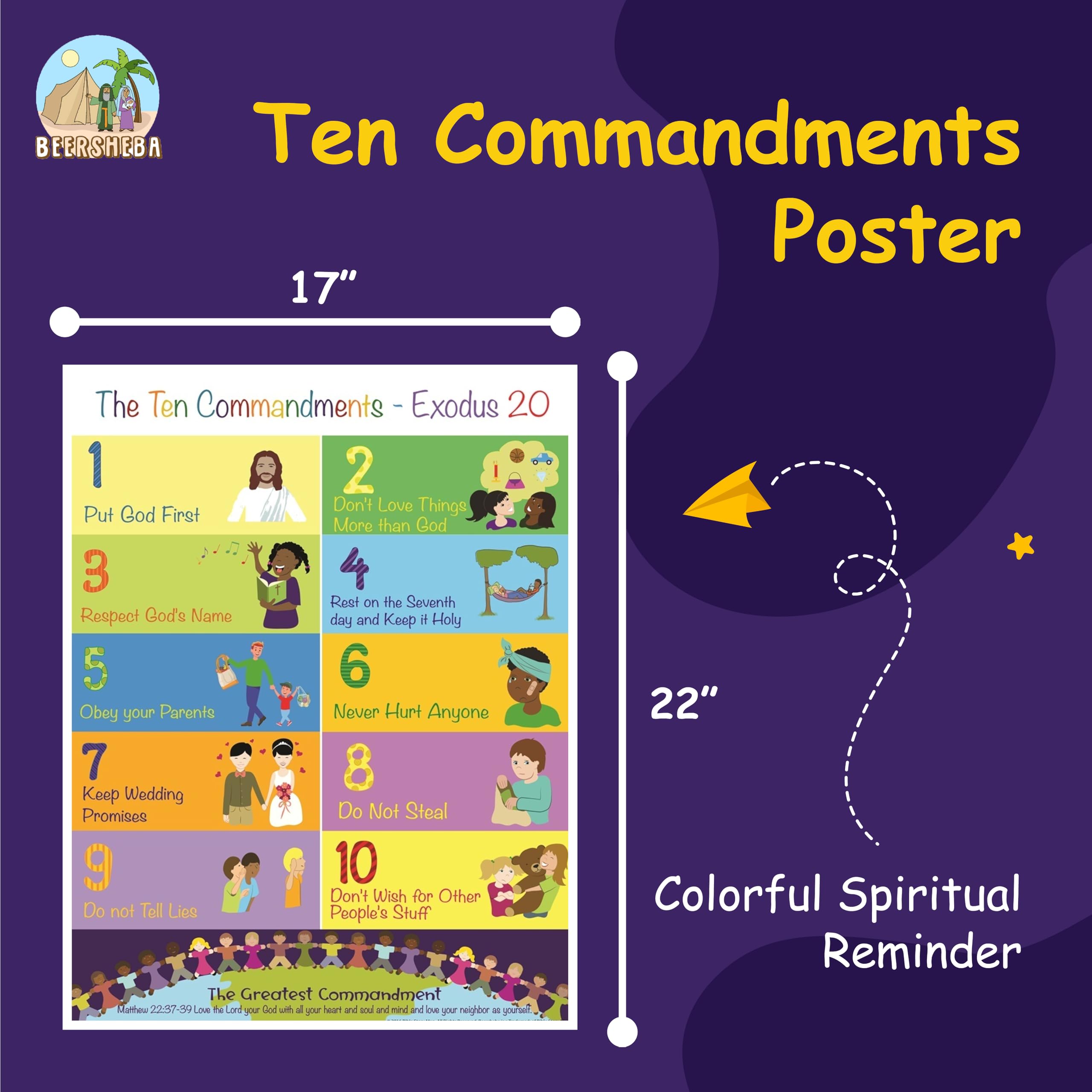 The Ten Commandments Poster For Kids (1, 17" X 22) Bible Posters For ...