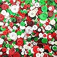 Amazon.com : 1600Pcs Christmas Craft Buttons Mixed Red Green White ...