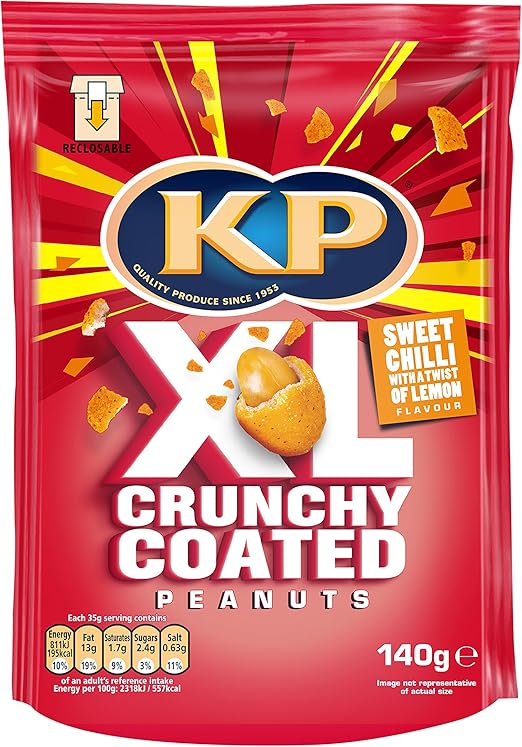 KP Nuts Multipack Box of XL Crunchy Coated Peanuts Share Bags, 12 x140g ...