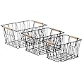 Amazon.com: Amazon Basics Rectangular Wire Storage Baskets, Set of 3 ...