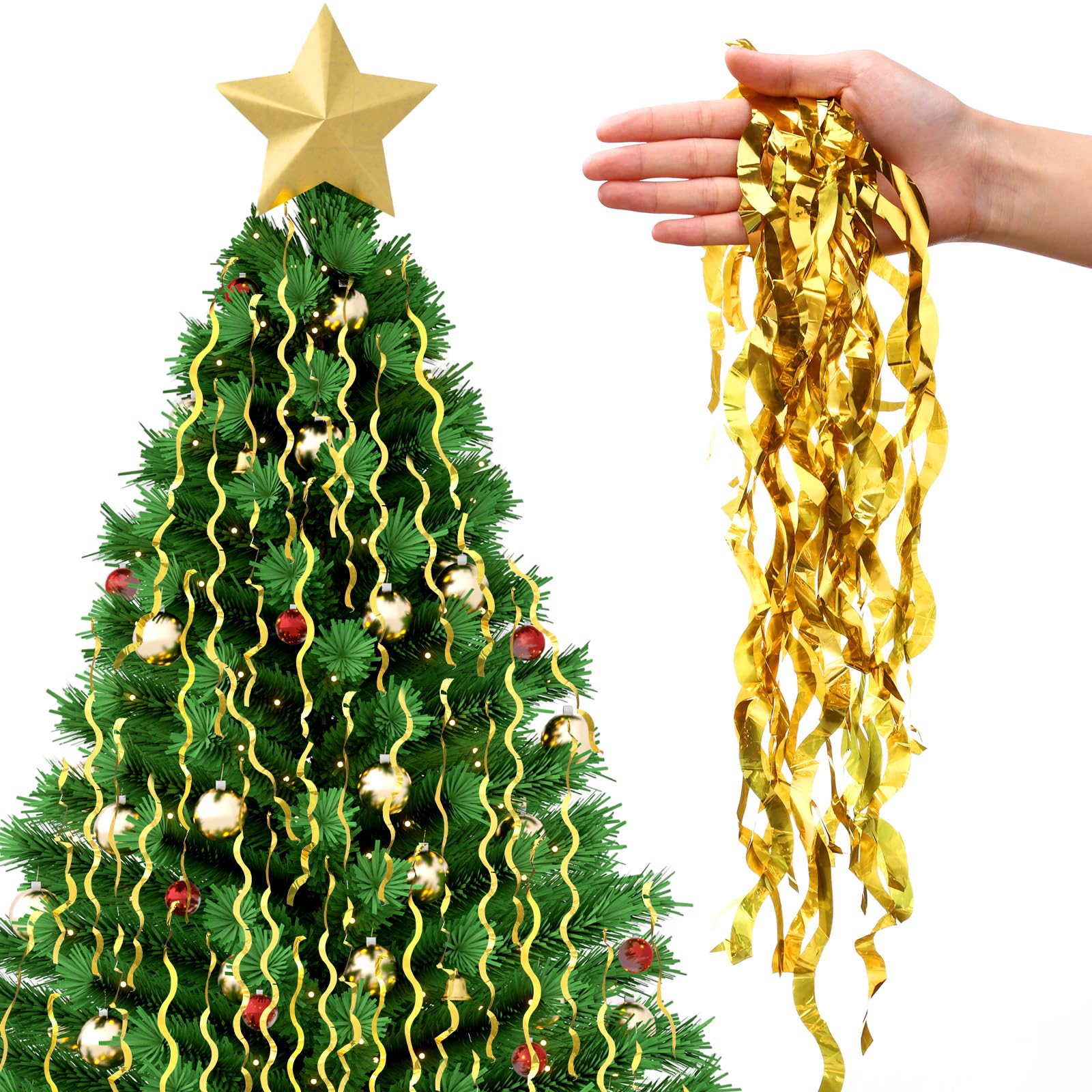 Daifunli 3000 Strands Christmas Icicles Tinsel Tree Decorations Foil ...