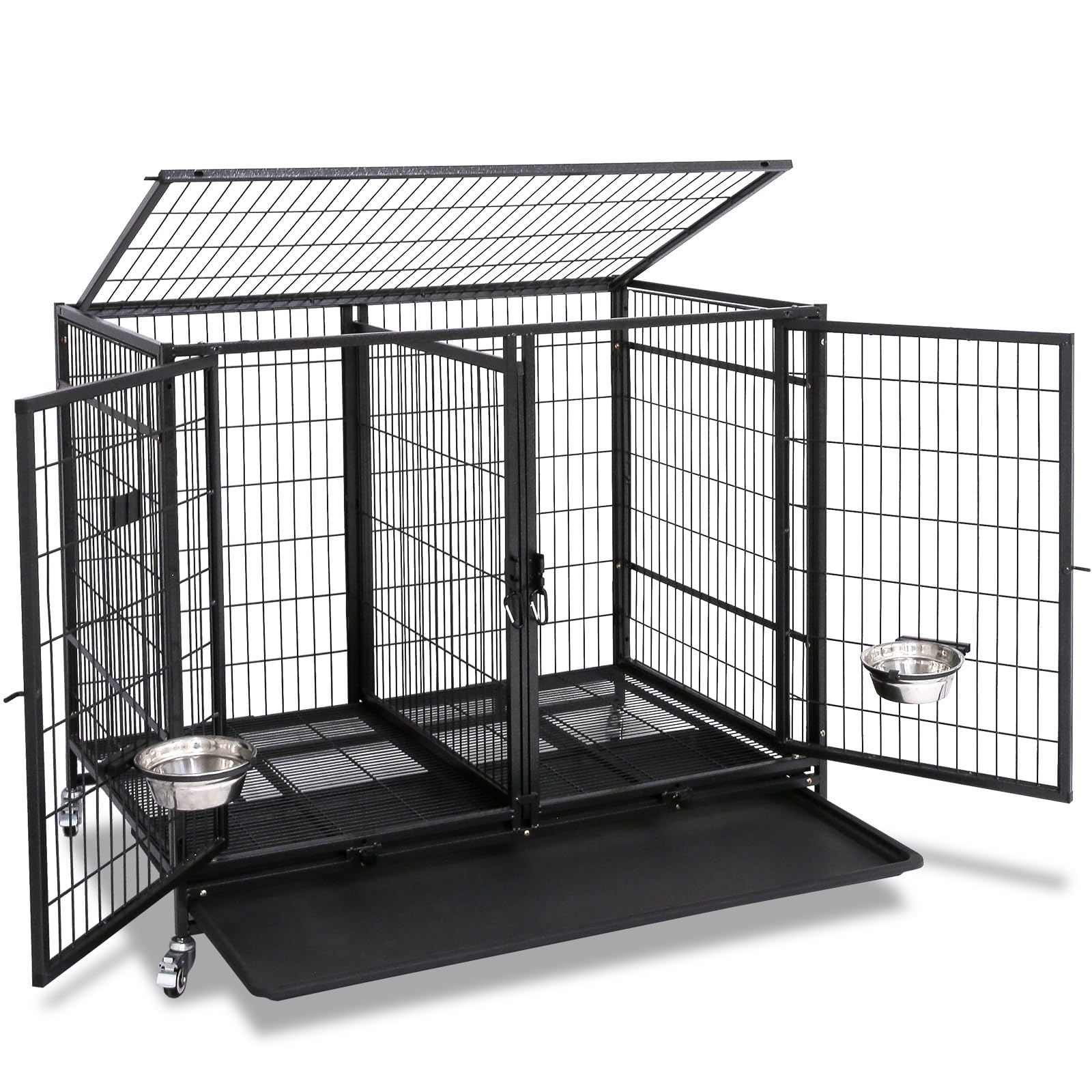 Homey Pet Stackable 43 inch Dog Crate Cage Kennel Indoor with Divider ...