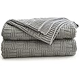 Amazon.com: Longhui bedding Cotton Gray Cable Knit Throw Blanket for ...