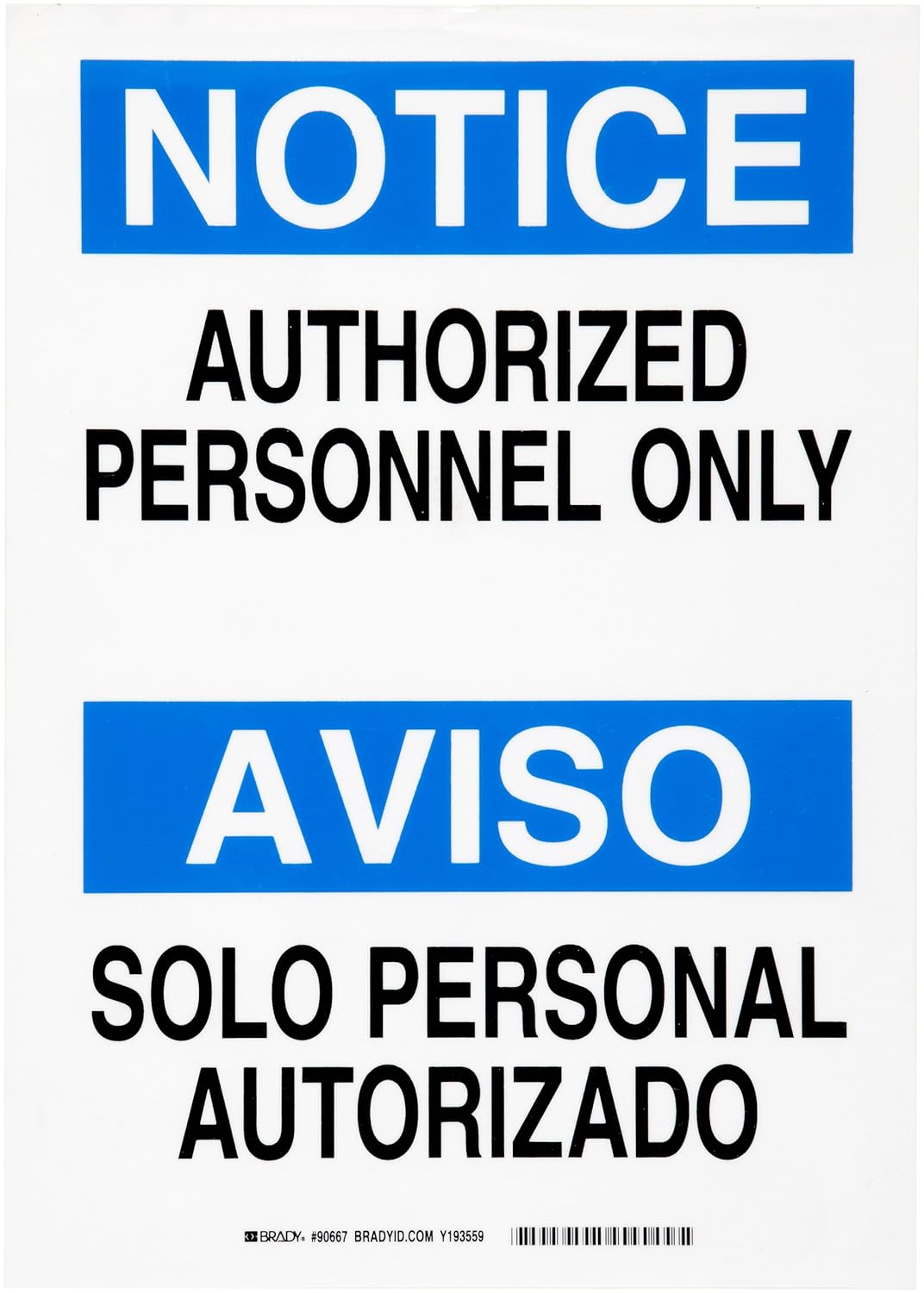 Header Notice/Aviso Brady 38112 10 Width x 14 Height B-555 Aluminum ...