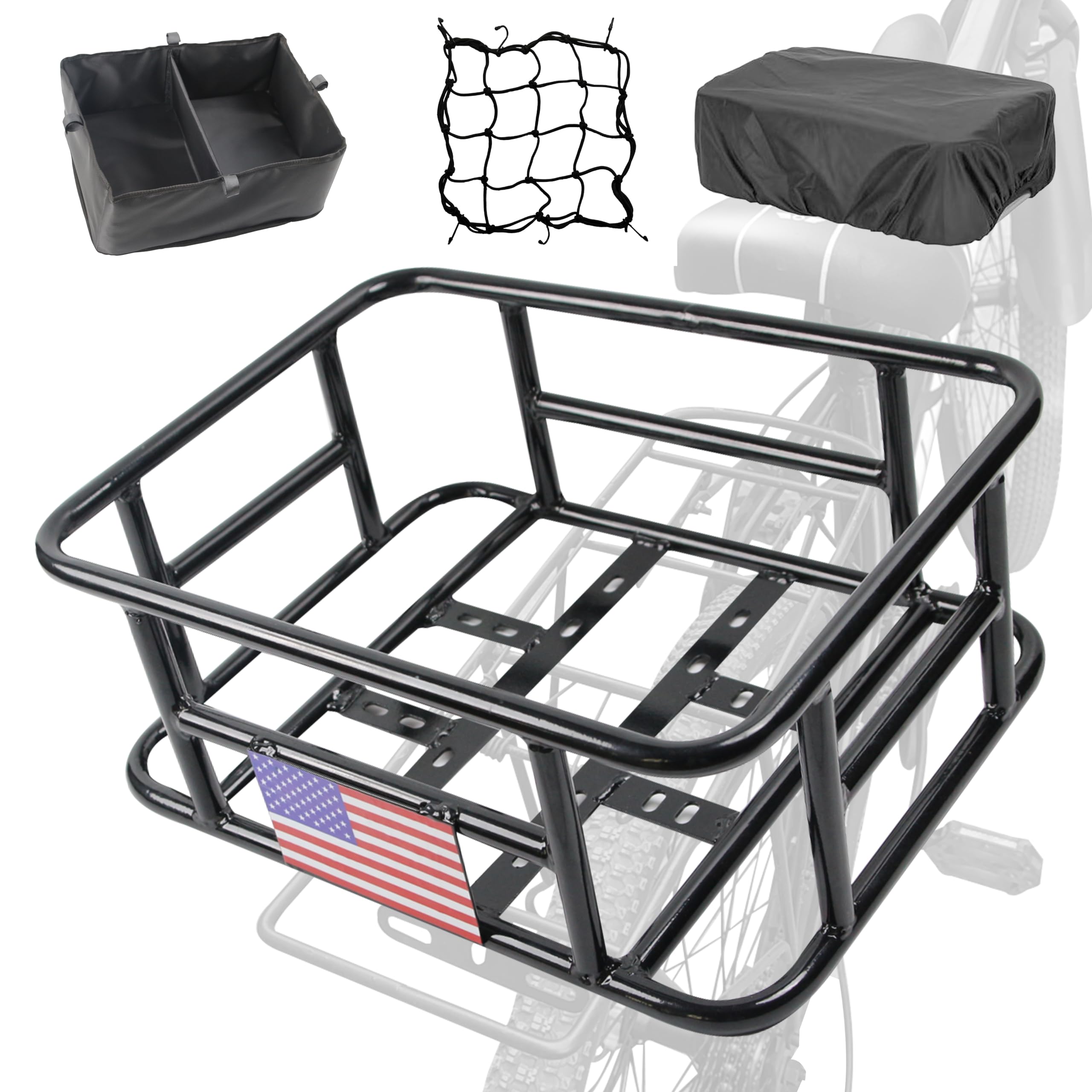 EOMEXAL Bike Basket Rear 17" Bicycle Basket Upgraded E-Bike Baskets ...