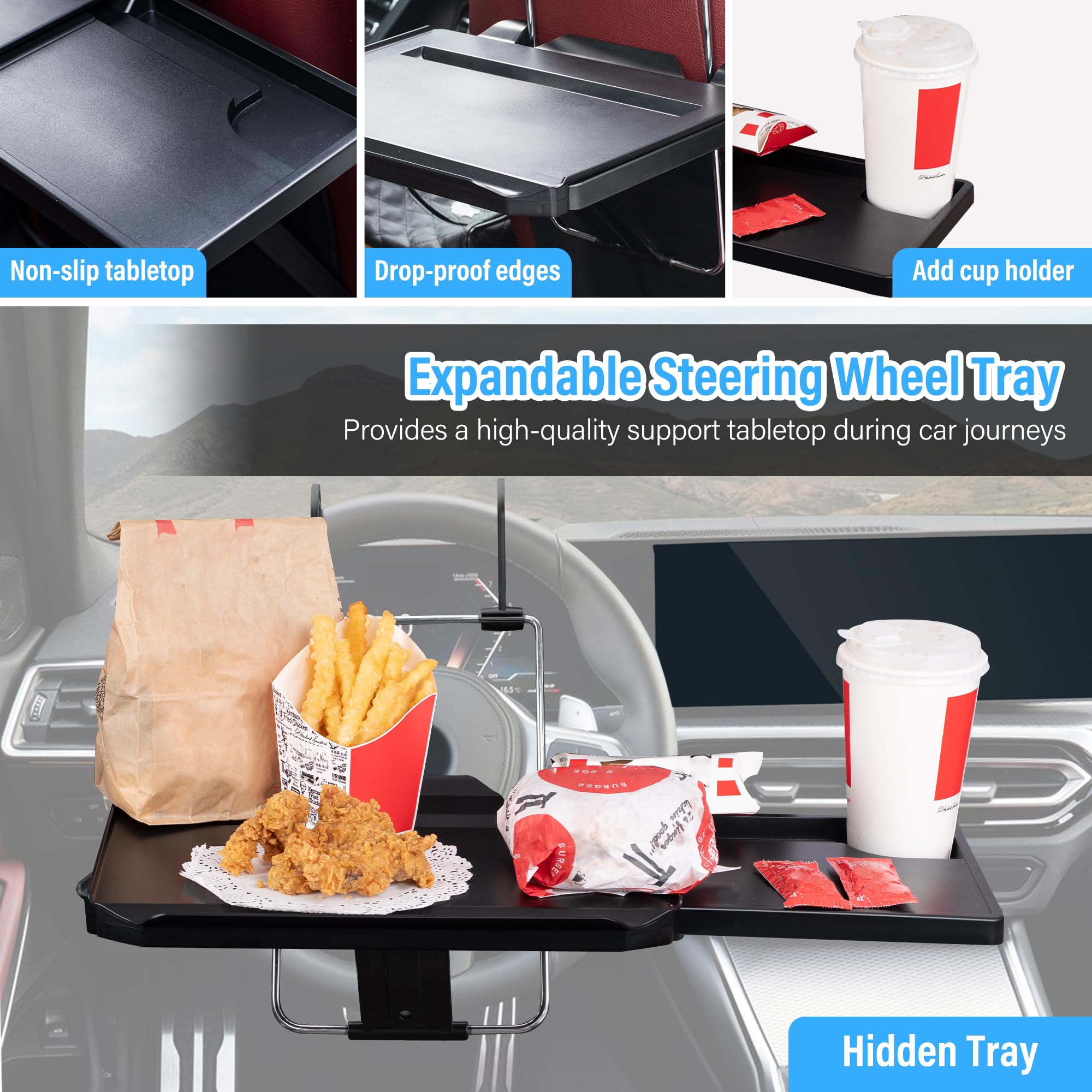 Mua VarCozy Car Steering Wheel Tray, Foldable Hanging Rear Headrest Car ...