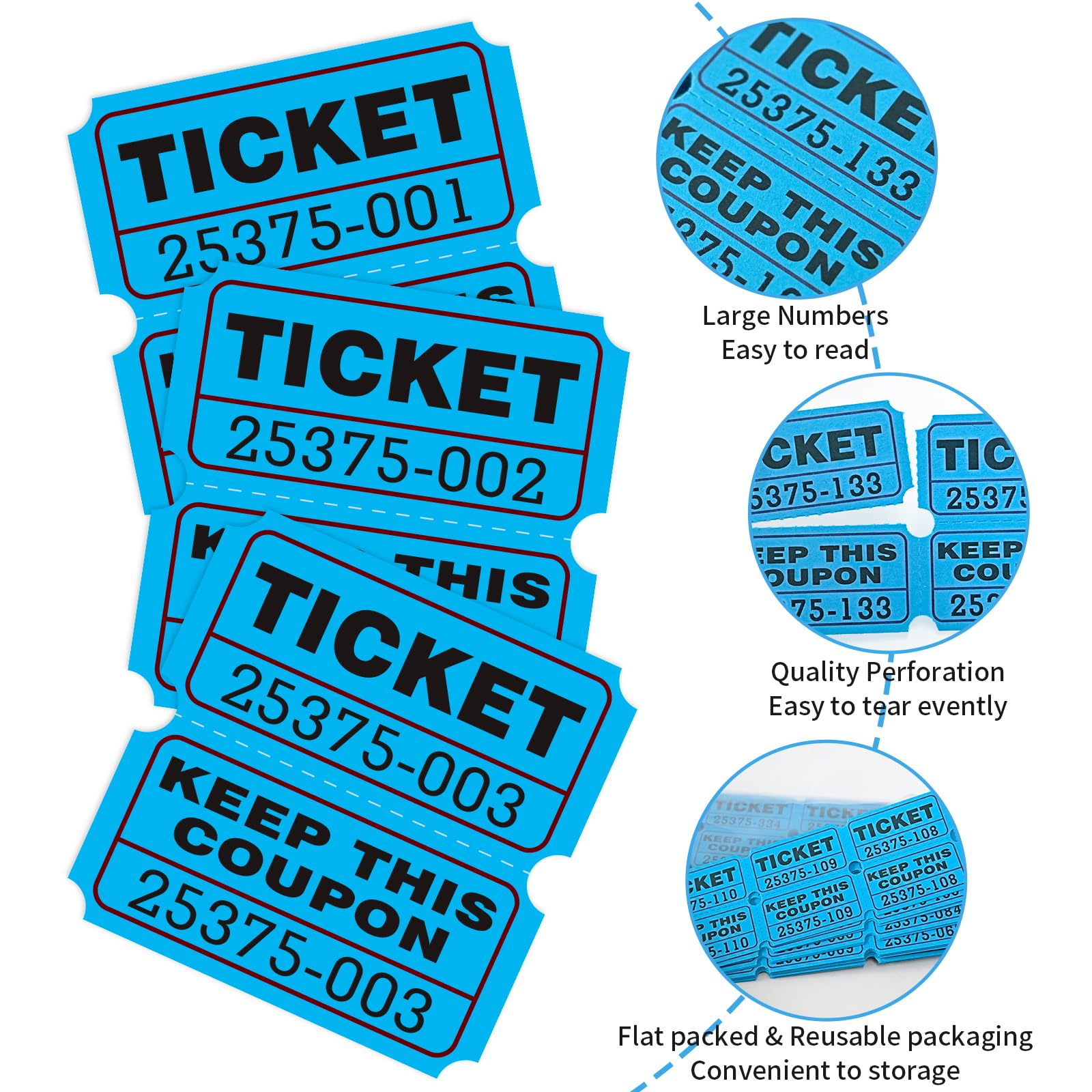 Mua 200 Raffle Tickets, 50/50 Double Ticket, Bold Numbers for Easy ...