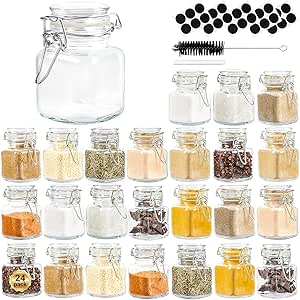 Amazon.com: Glass Octopus 3oz 24 Pack Glass Spice Jars, Small Glass ...