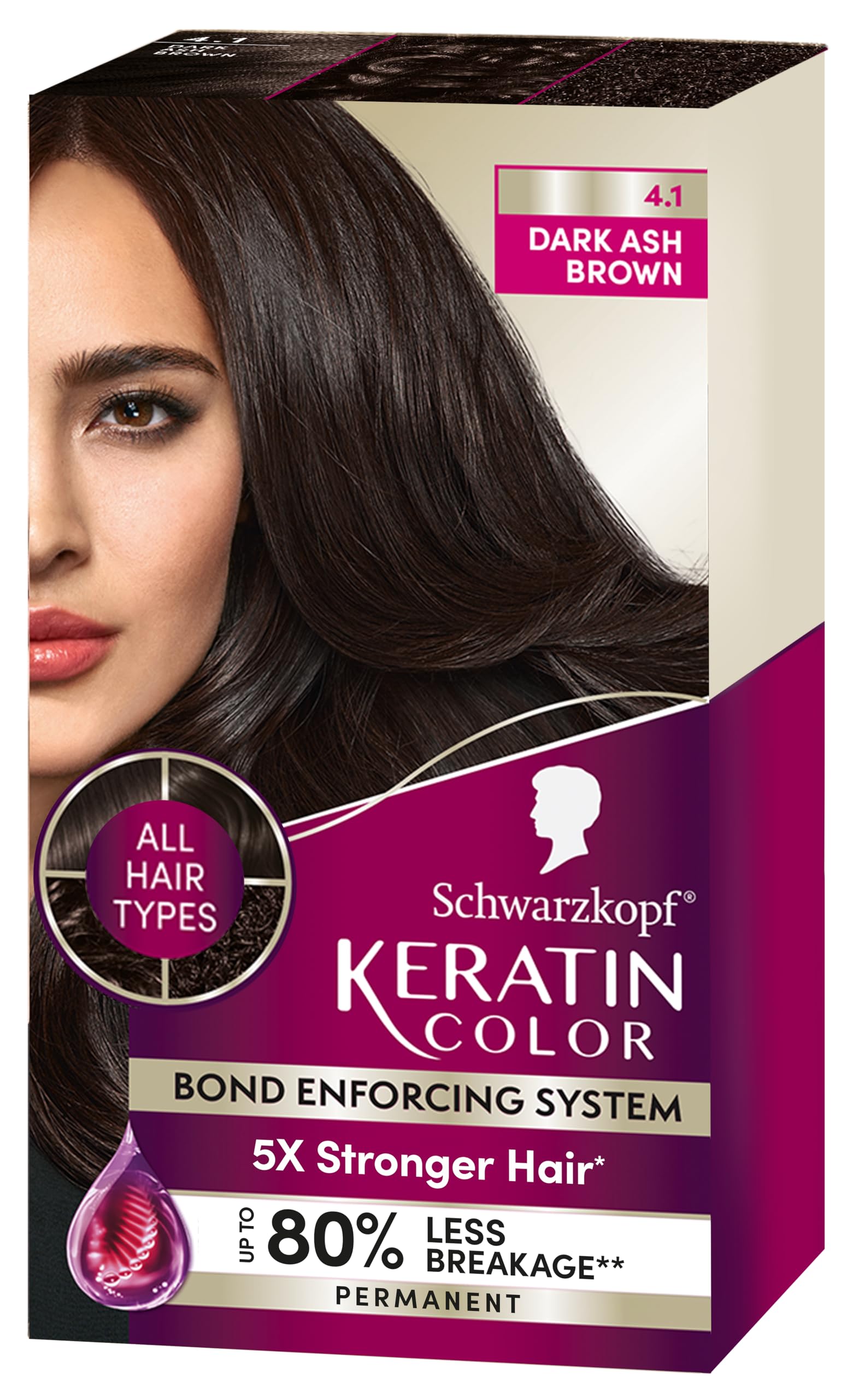 Mua Schwarzkopf Keratin Color Permanent Hair Color Cream, 4.1 Dark Ash ...