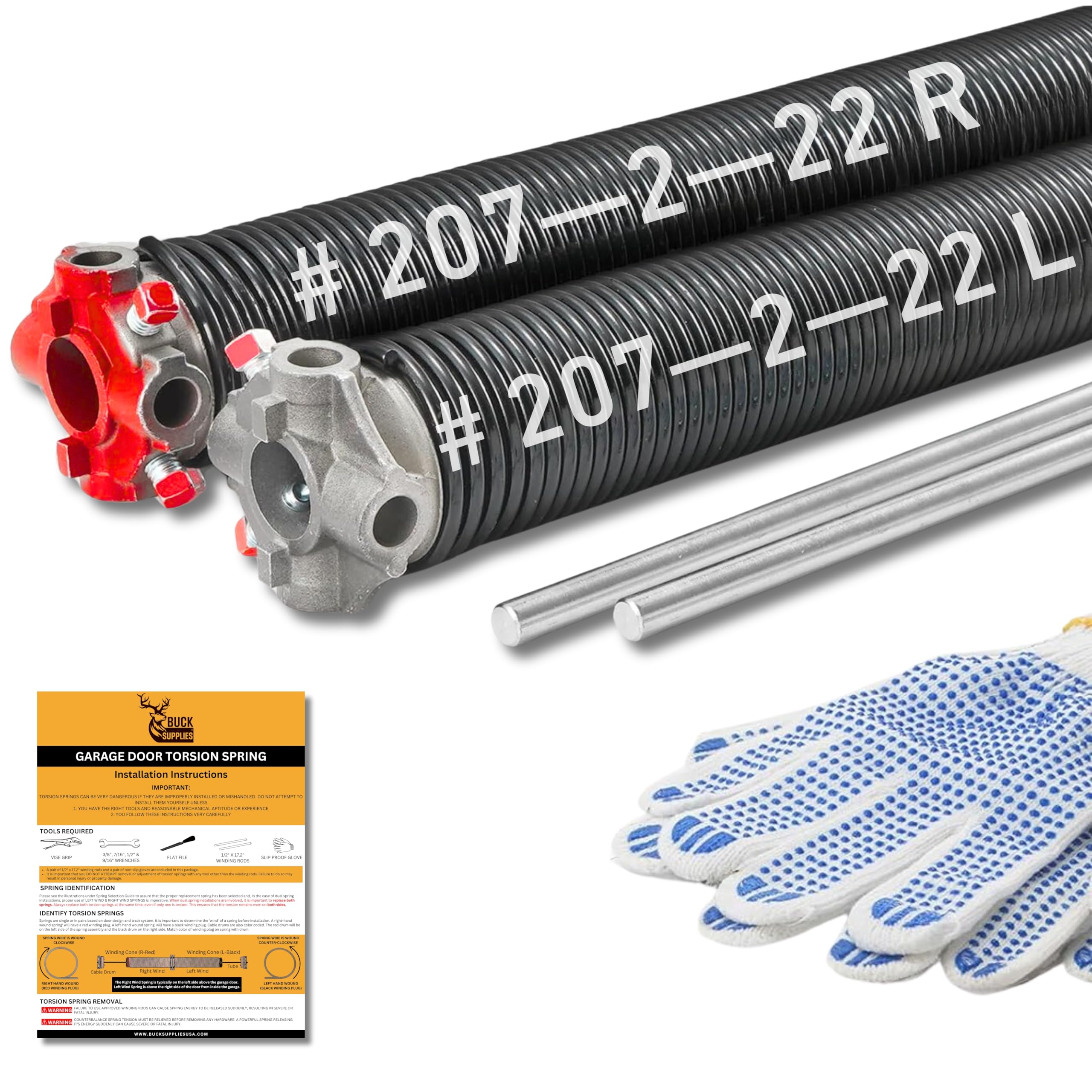 Mua Buck Pair of 2" (0.207x2''x22'') Heavy Duty Garage Door Torsion ...