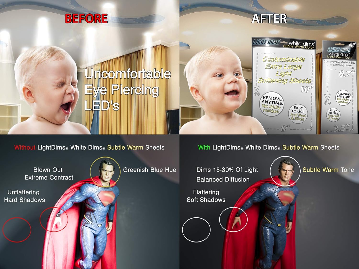 LightDims White Dims Dimming/Softening Sheets for Harsh LED Lights ...