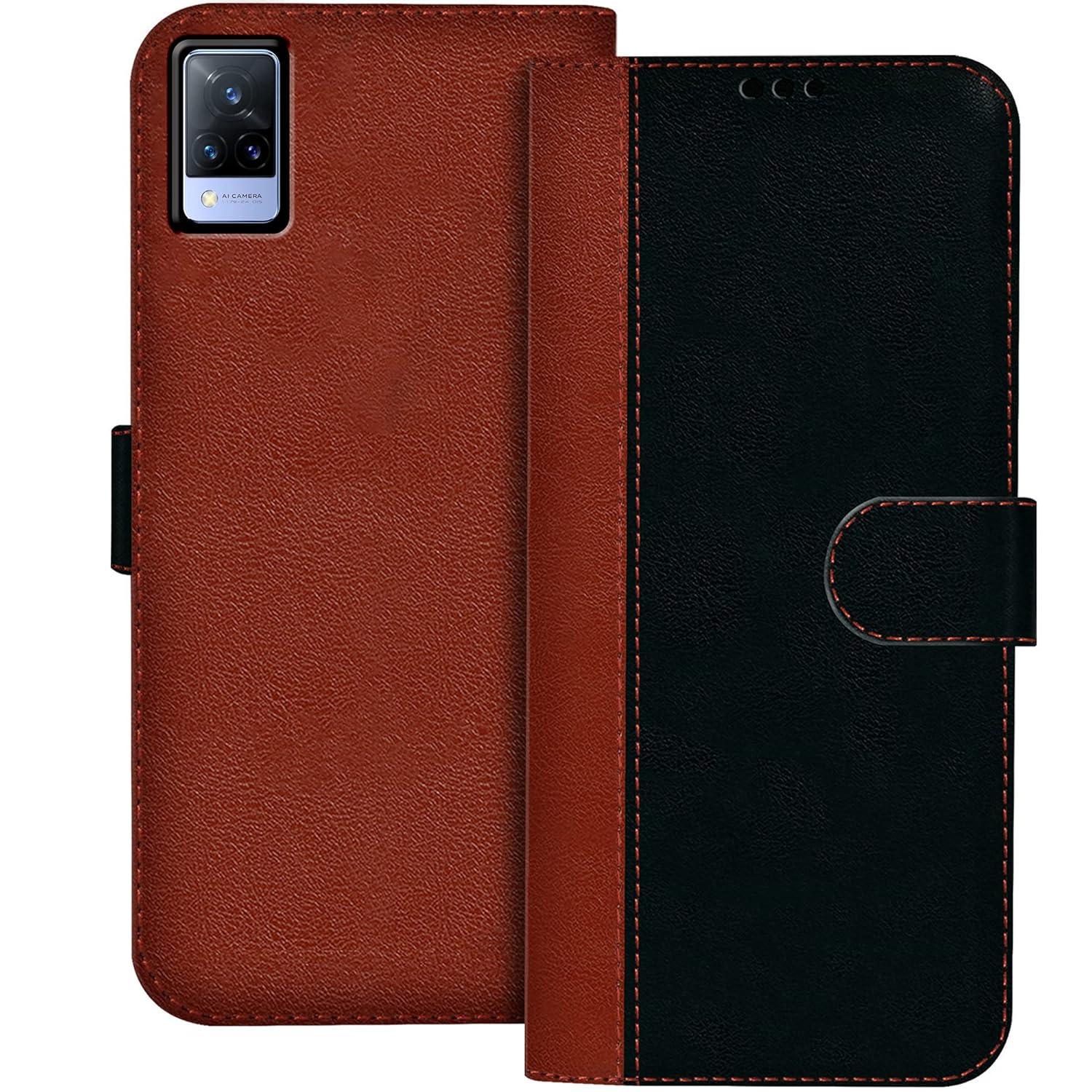 HUPSHY Faux Leather Flip Case Back Cover for Vivo V21 5G Foldable Stand ...