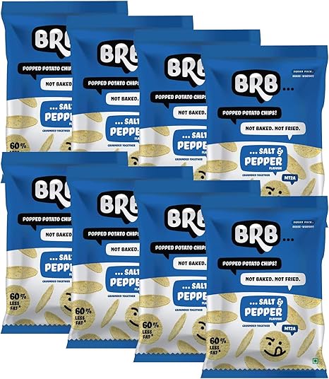 BRB Popped Potato Chips | Not Baked, Not Fried | Salt & Pepper Flavours ...