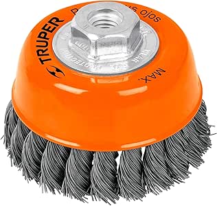 Truper CT-608X, Carda para esmeriladora angular, de copa, alambre trenzado grueso, calibe 0.5 mm ...