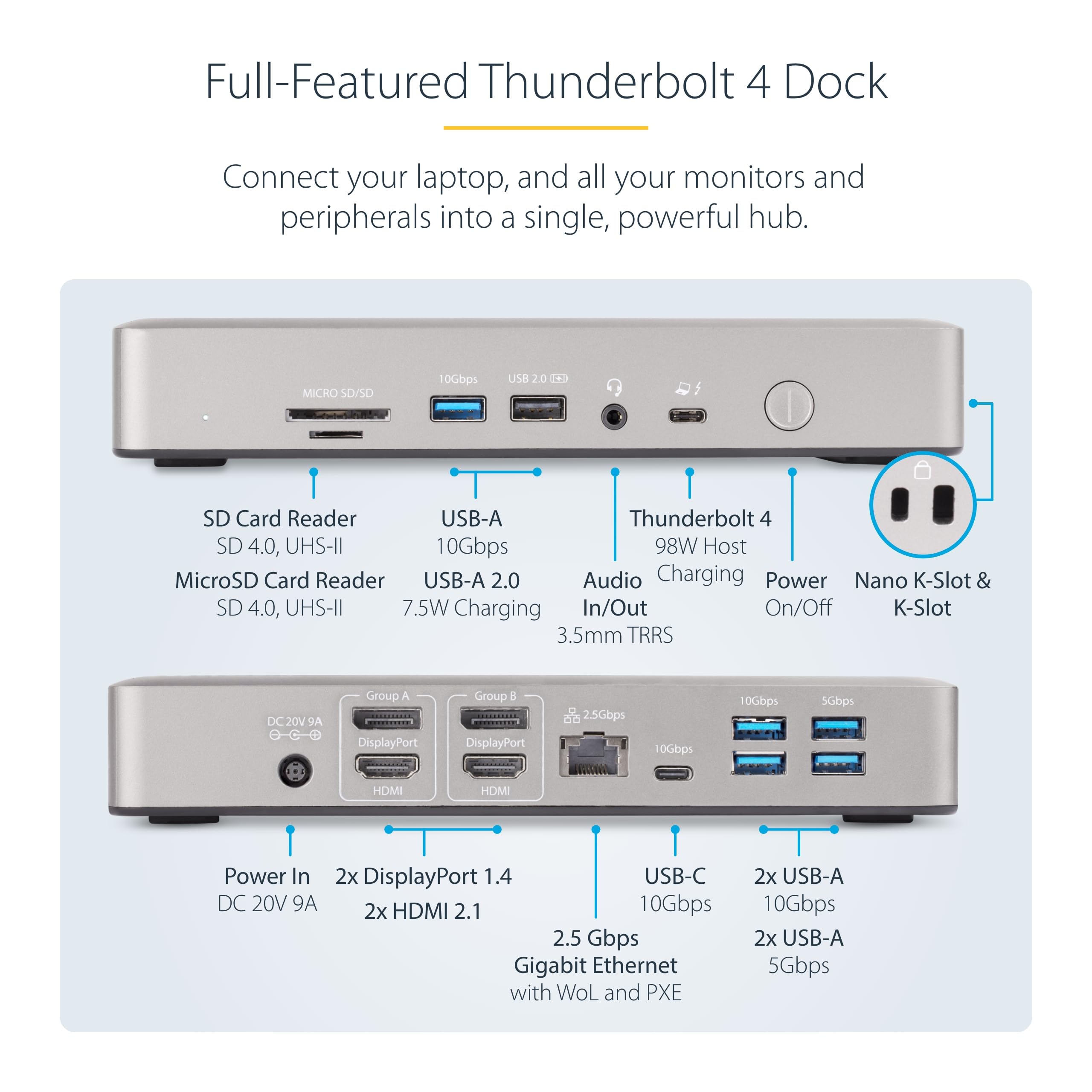 Mua StarTech.com Thunderbolt 4 Multi-Display Docking Station - Dual ...