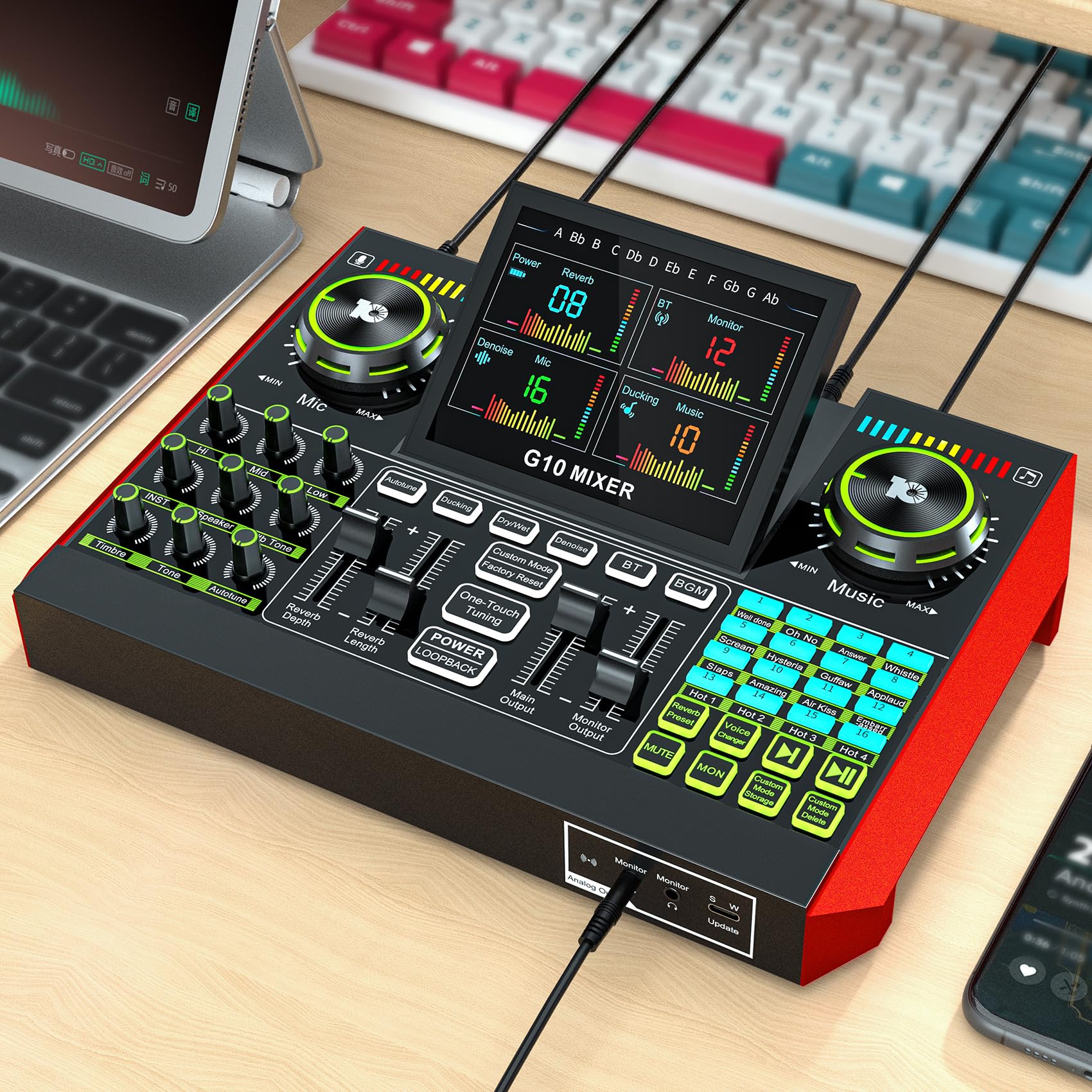 Audio Mixer, Sound Board for Pc/Phone Live Streaming Singing Gaming ...