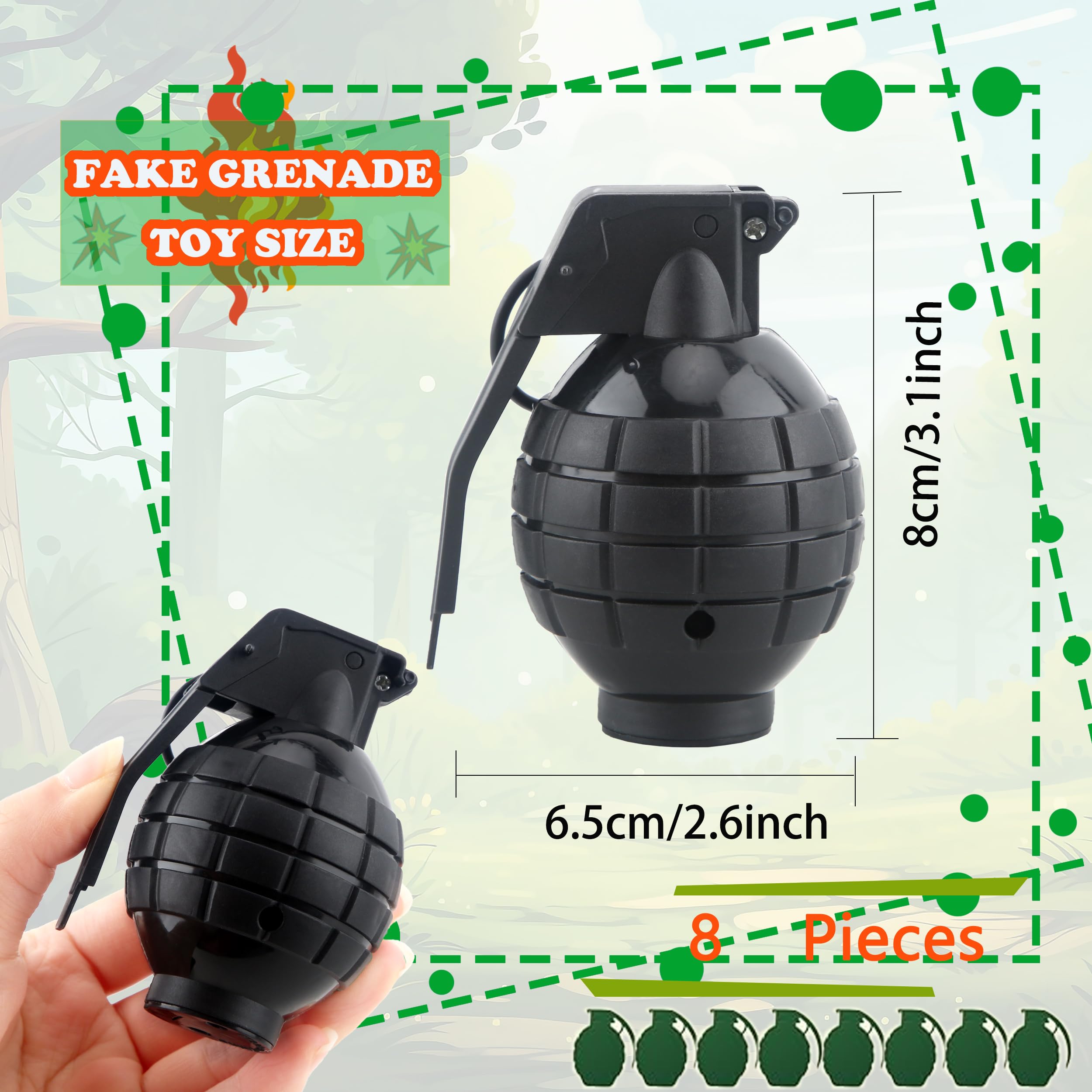Mua Octaday 8 Packs Plastic Hand Grenades Toy Realistic Black Fake Hand ...