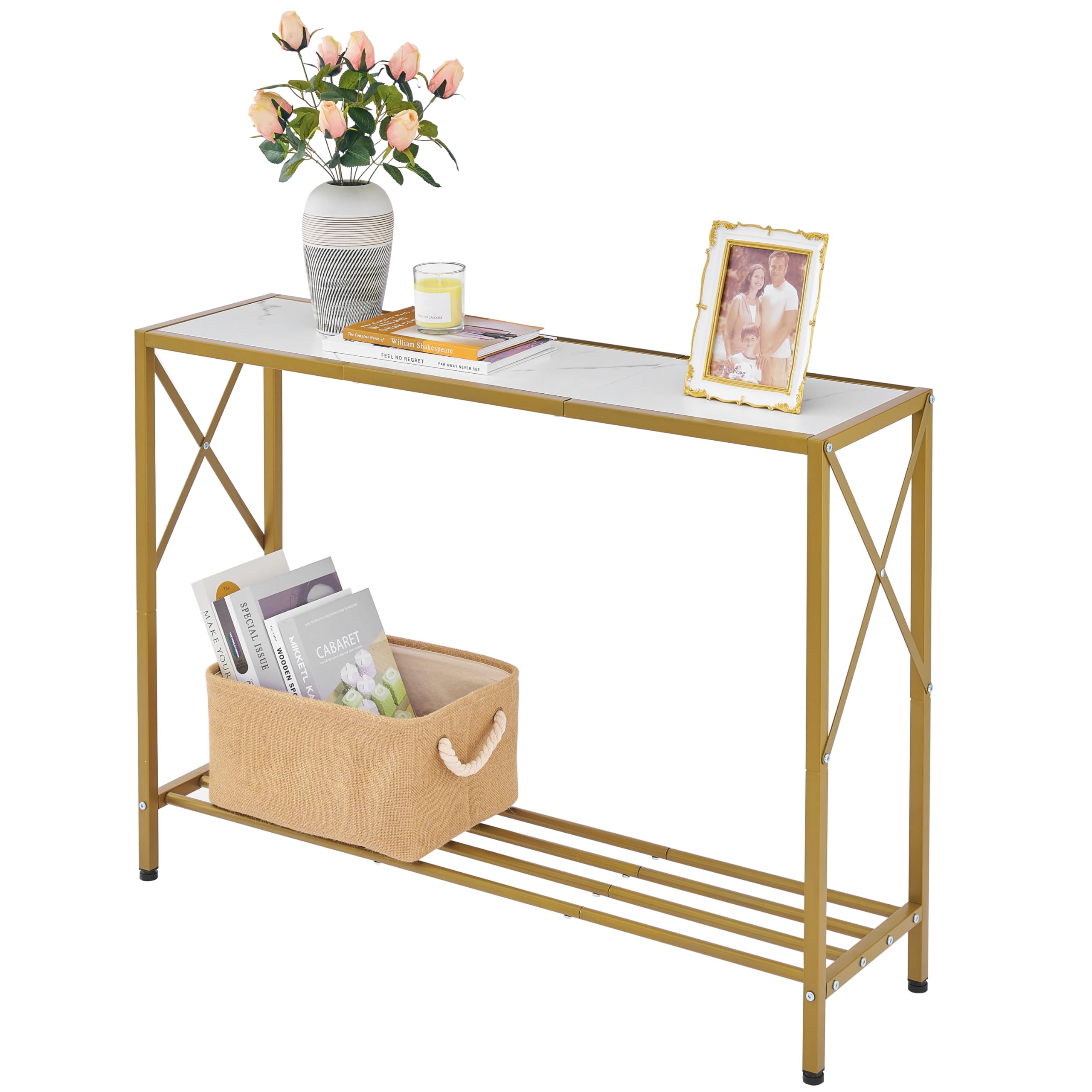 Tajsoon Entryway Table, 2-Tier Entry Way Console Entrance Table, 41.7”L ...