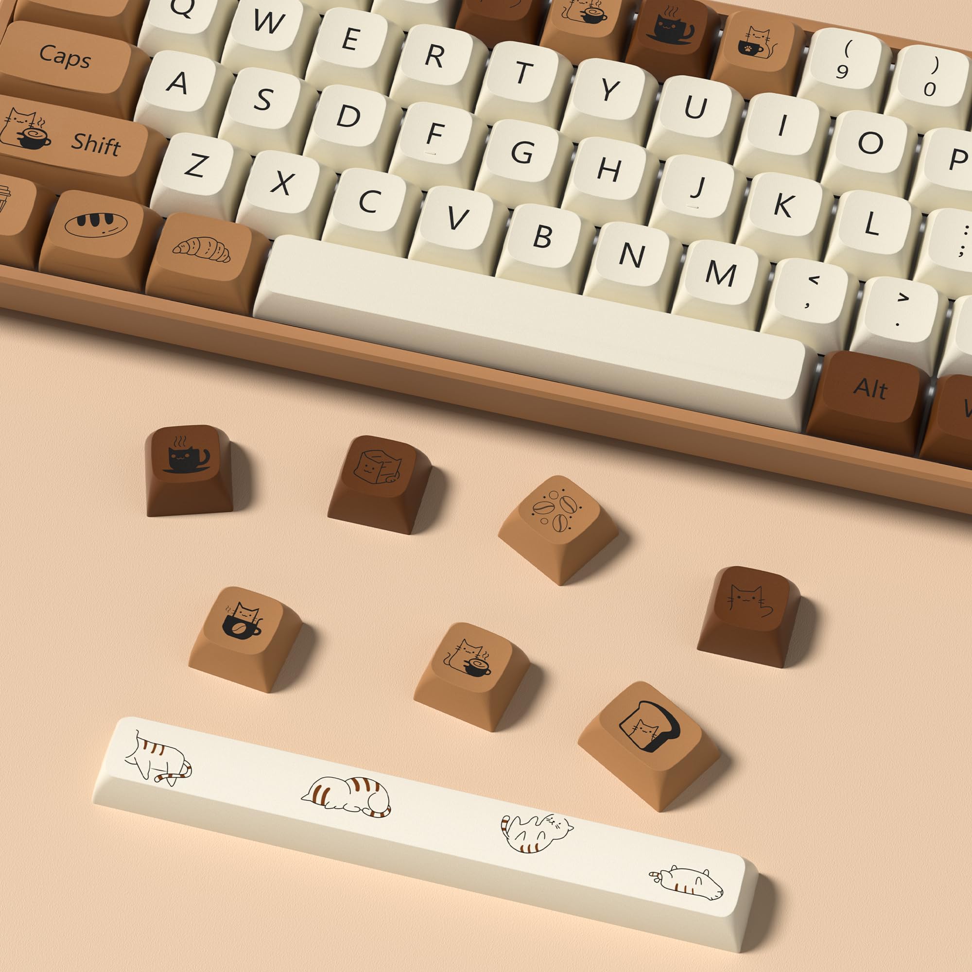 Mua Brown PBT Keycaps 140 Keys XDA Profile Cute Key caps Dye ...