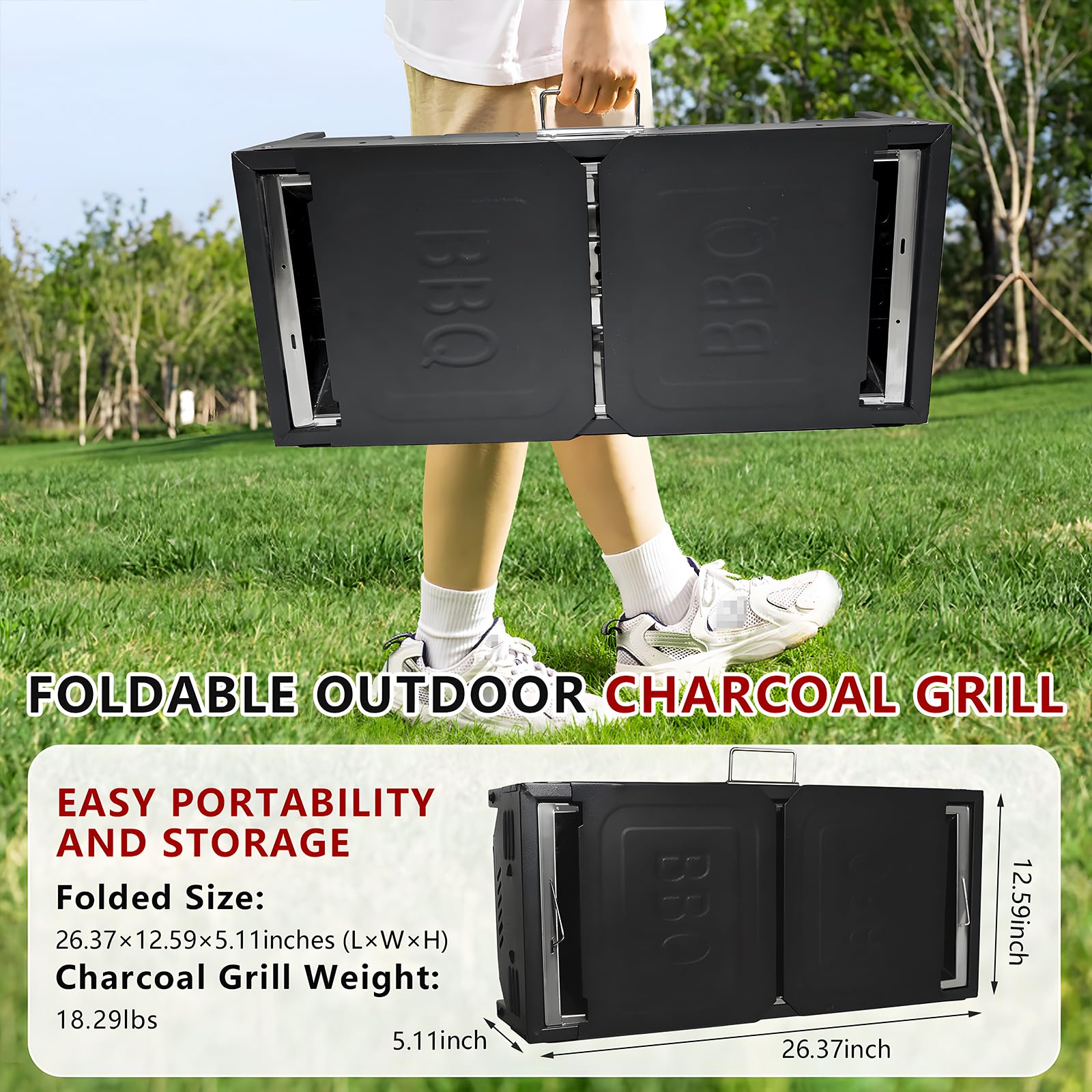 Mua Portable Charcoal Grills for Outdoor BBQ, Foldable Kabob Barbecue Grill for Camping Hibachi ...