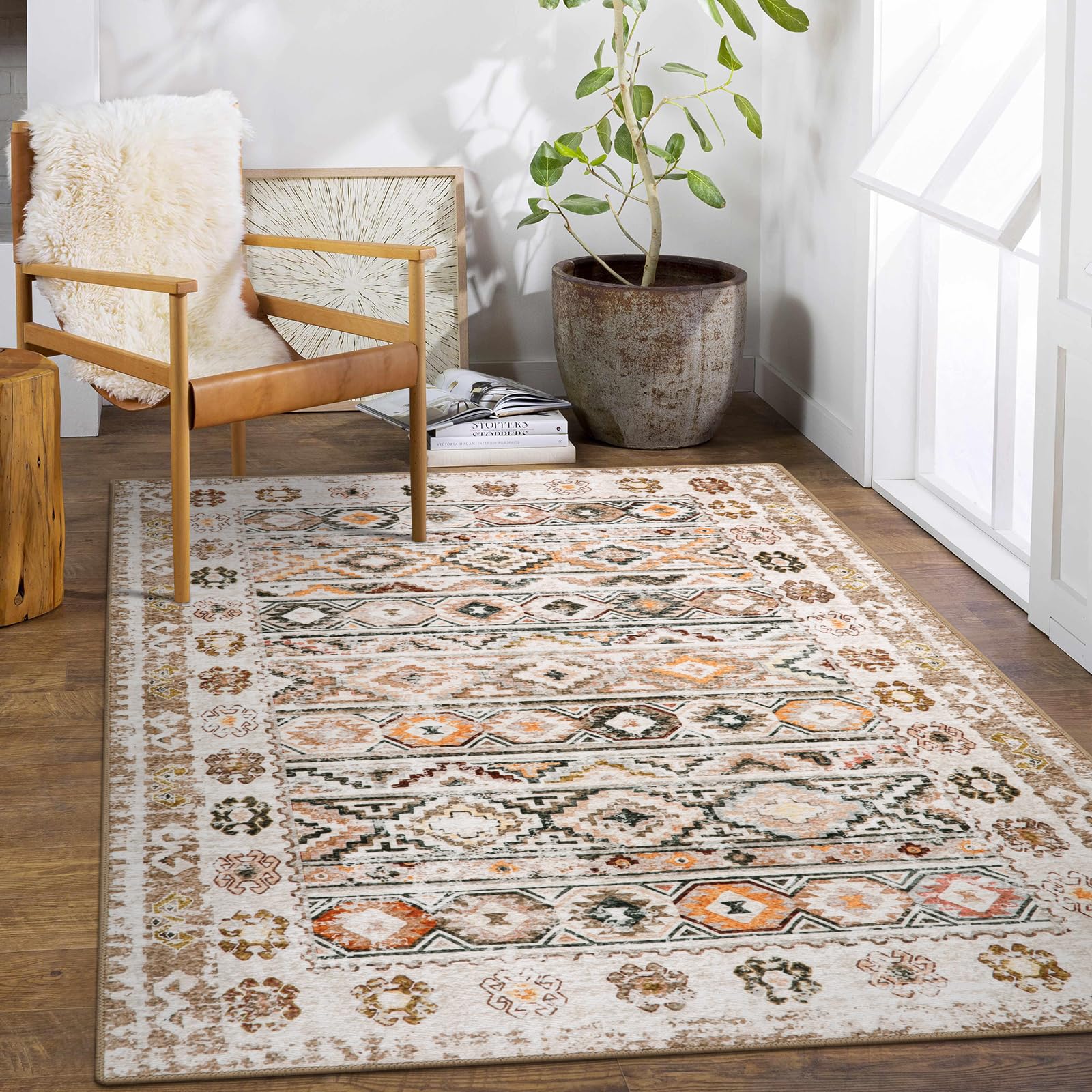Wonnitar Boho Washable 5x7 Rugs, Moroccan Trellis Living Room Area Rug ...