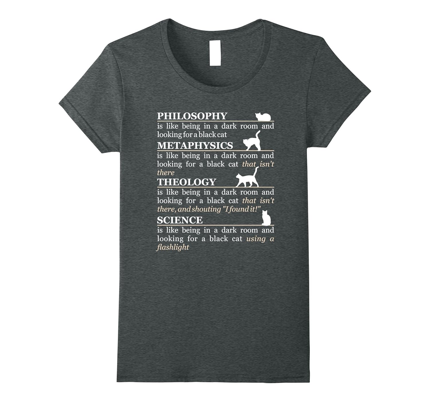 Philosophy Metaphysics Theology Science T Shirt Cat in Room