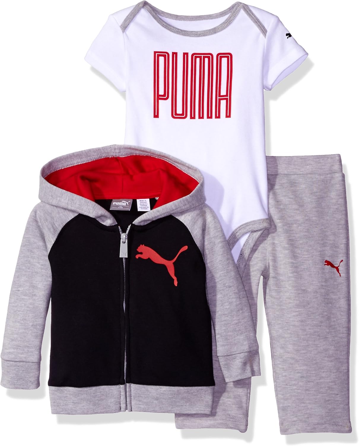 Amazon.com: PUMA Baby' 3 Piece Hoodie Set, Light Heather Grey, 18M ...