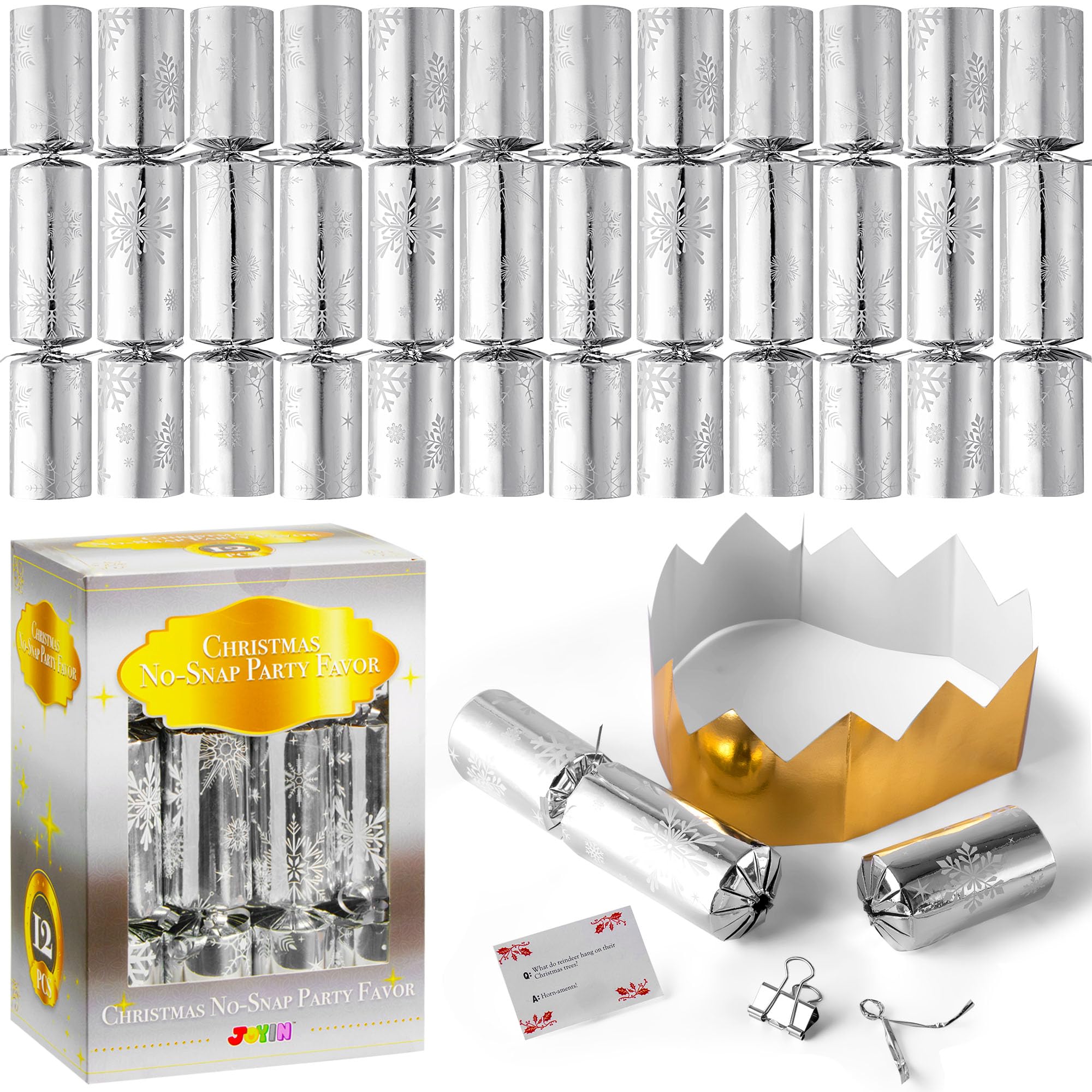 JOYIN 12 Pack Christmas Party Favors with Silver Snowflake Design, No ...