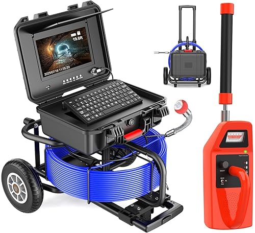 246ft/75m Sewer Camera with 512hz Locator, Self-Leveling, Distance ...