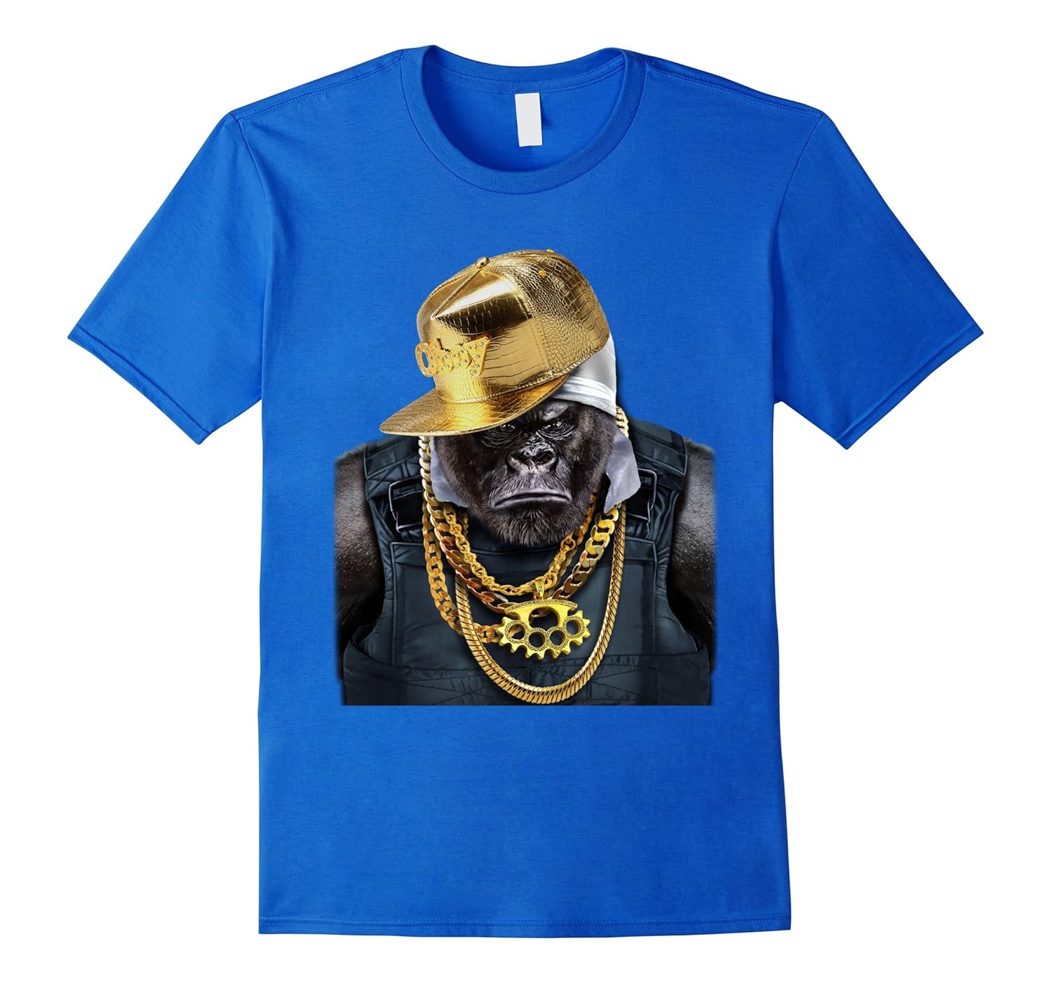 T-Shirt, Rapper Gorilla in Gold Chain and Cap, Hip Hop Style-4LVS ...