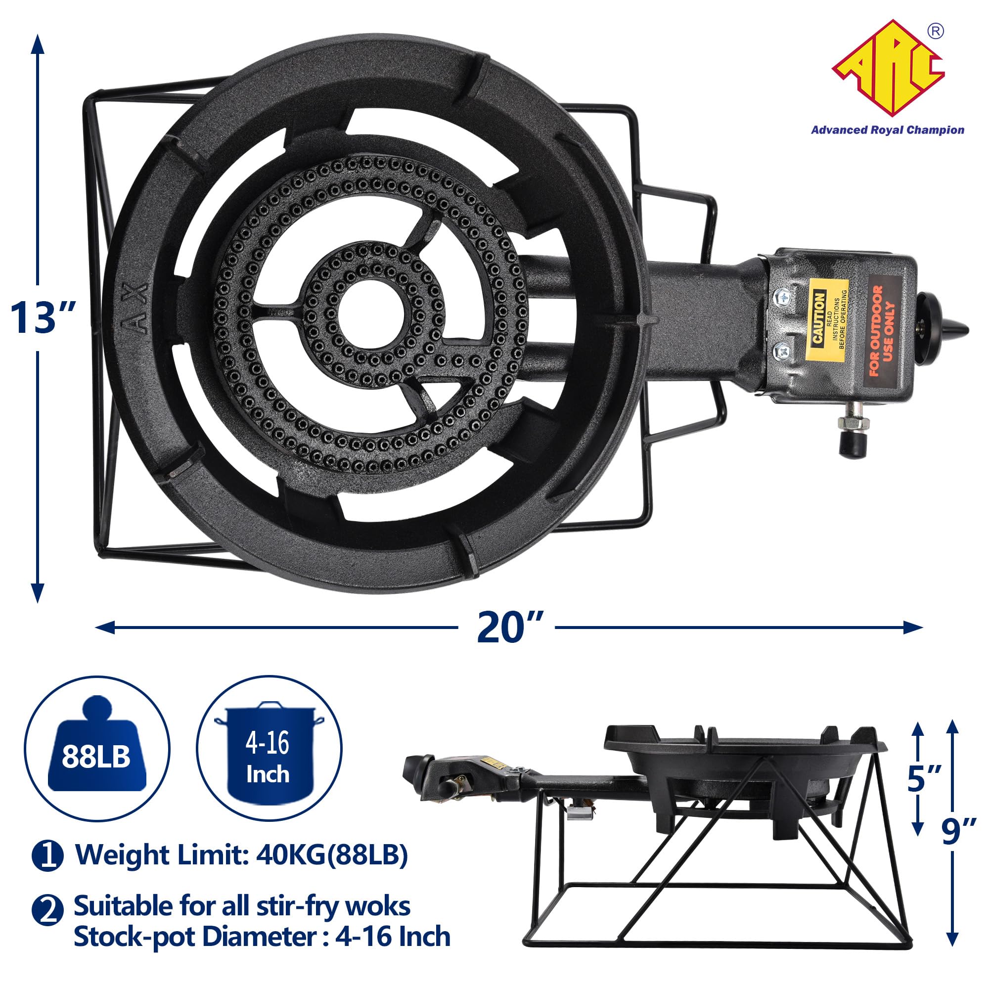 Mua ARC Outdoor Propane Burner Stove, 13" Single Propane Burner, Cast ...
