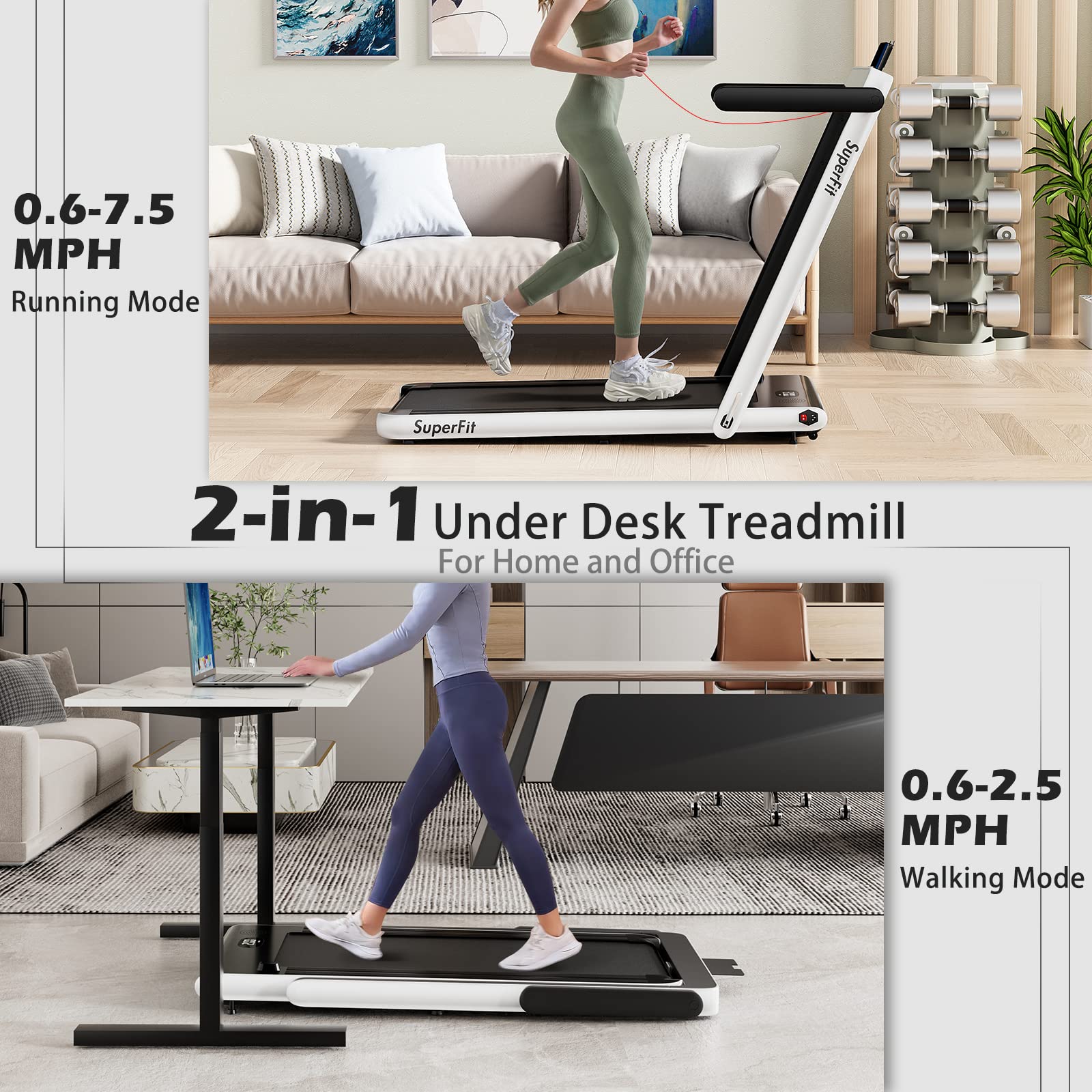 Mua Goplus 2 in 1 Under Desk Treadmill, 2.5HP Superfit Folding ...