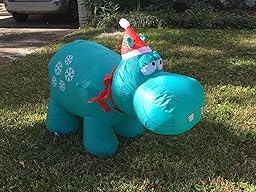 Amazon.com: Holiday Time 4' Hippo with Snowflakes Lighted Airblown ...