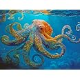 Amazon.com: Lucky Puzzles Octopus in a Swirling Sea | 500 Piece Jigsaw ...