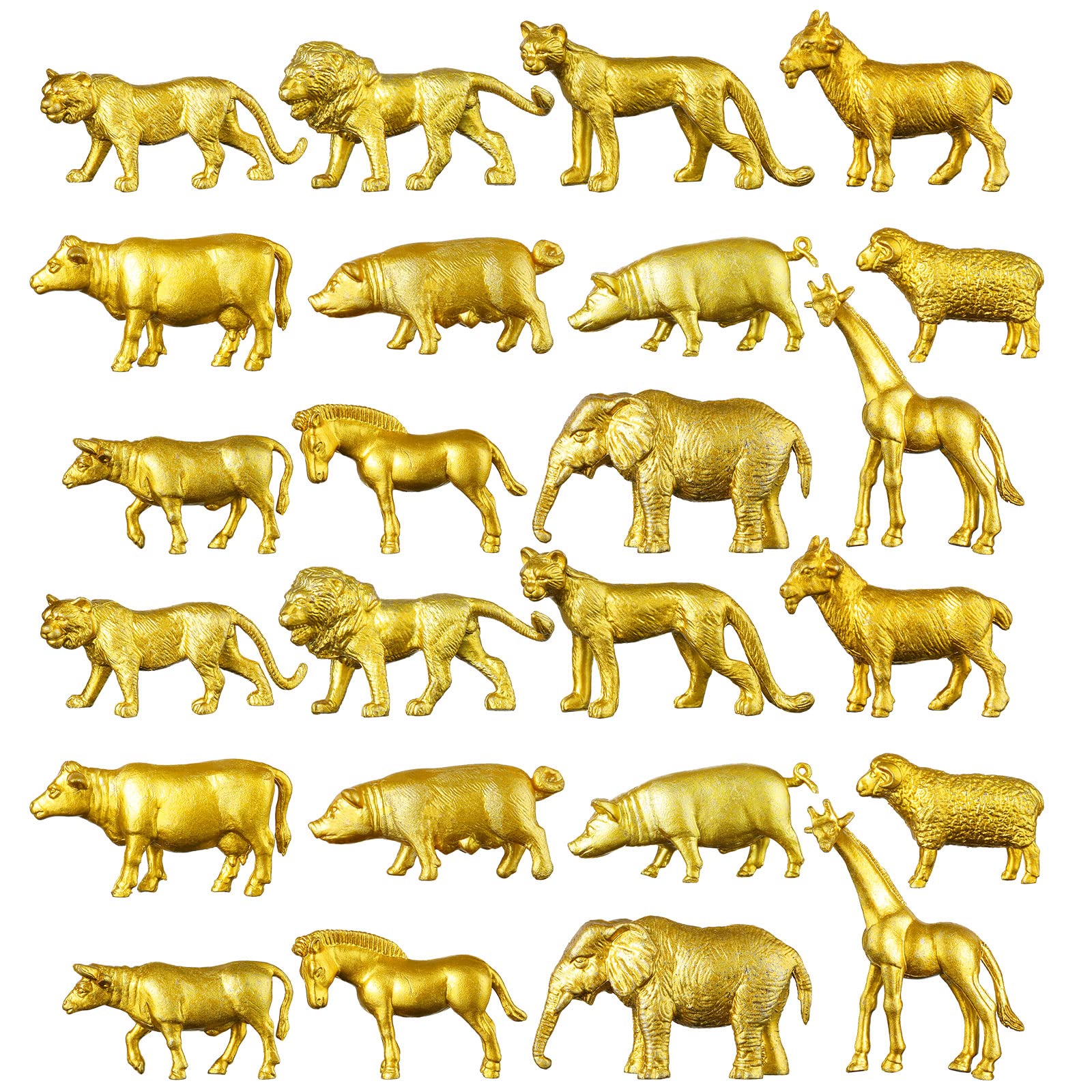 Deekin 24 Pcs Gold Plastic Animal Figurines Toys Zoo Safari Animals ...