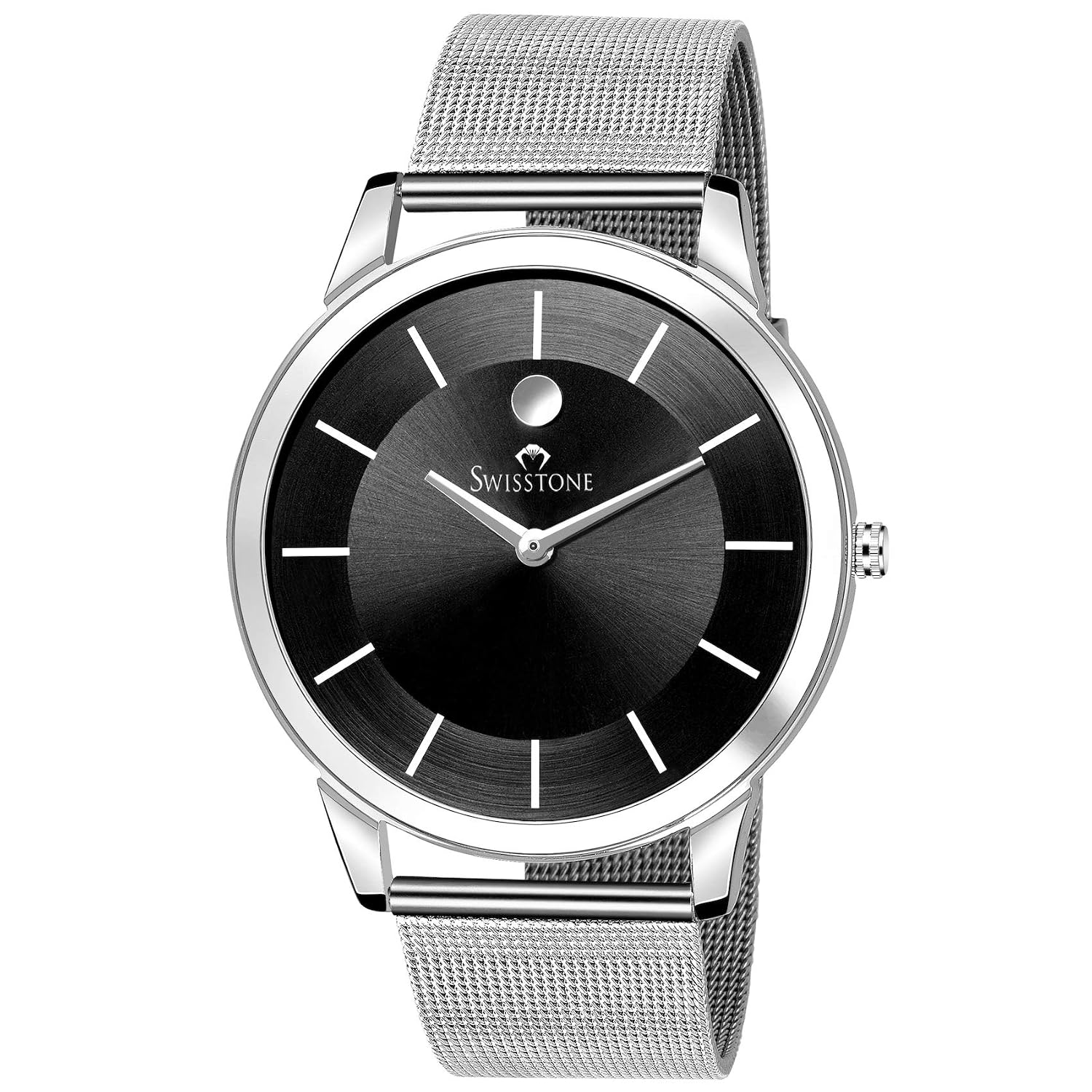 Buy SWISSTONE Analogue Men's Watch (Black Dial Silver Colored Strap) at ...
