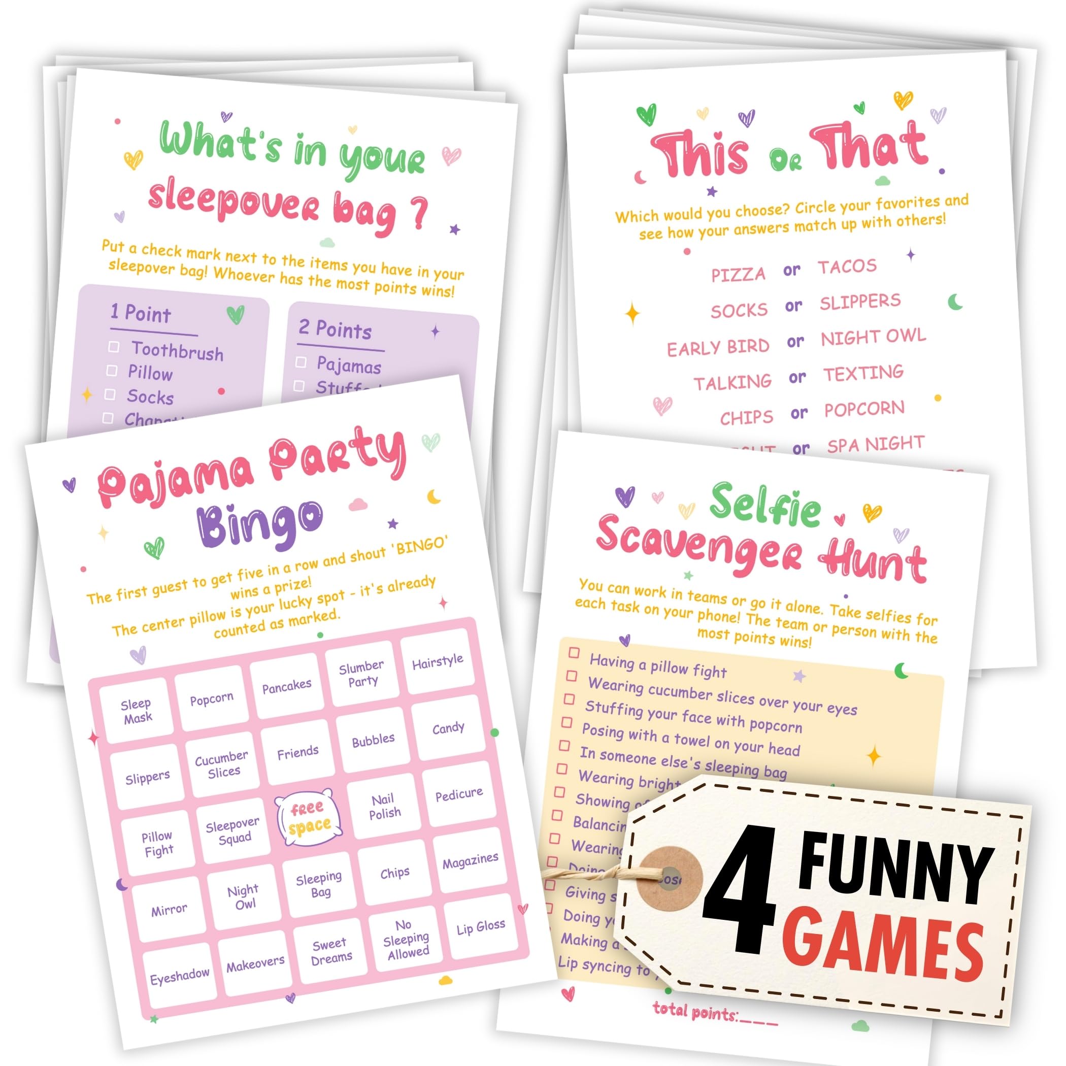 WOODAMORE Slumber Party Games For Girls 8-12 - Sleepover Games For ...