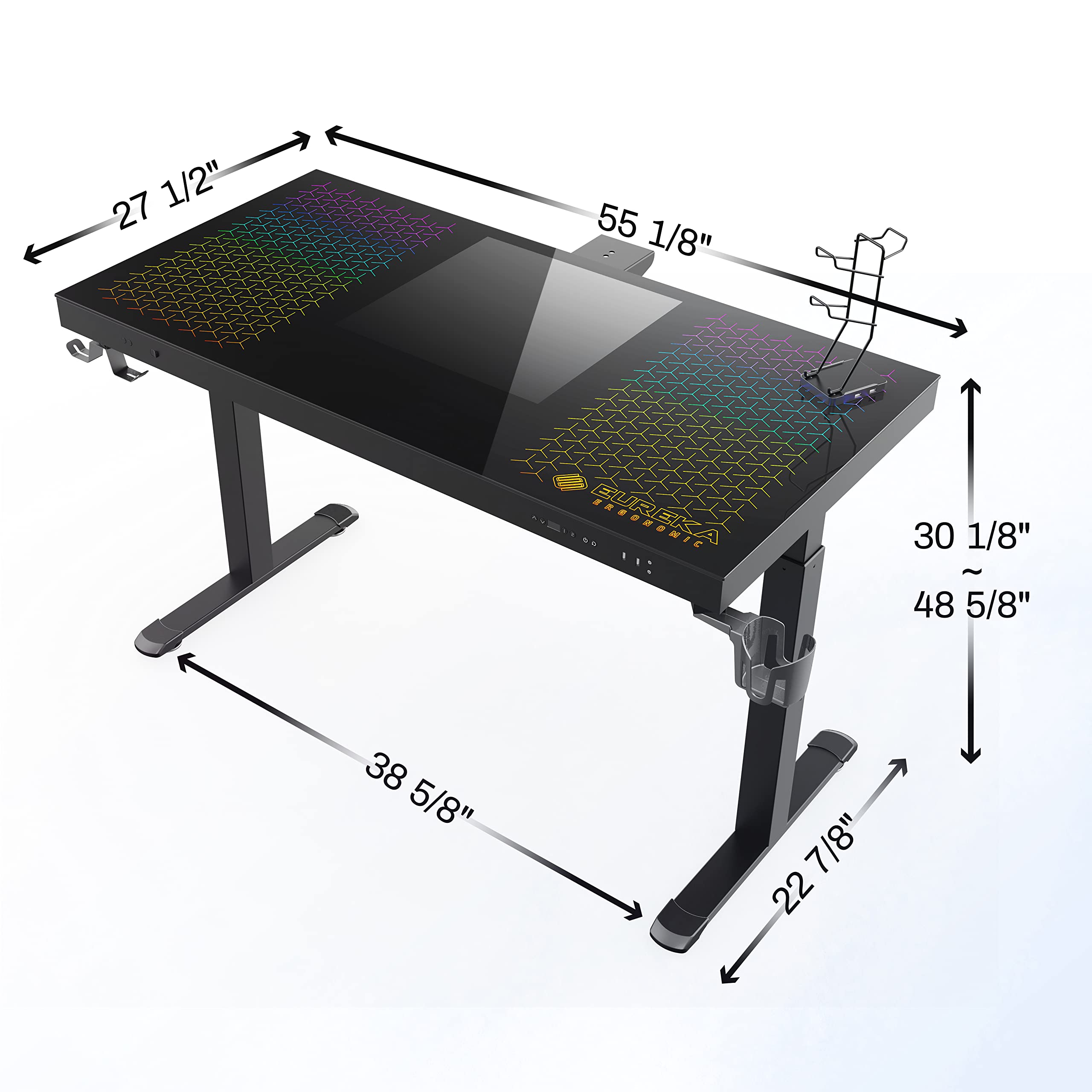 Mua EUREKA ERGONOMIC RGB Gaming Desk PC Case Built in, 55" Glass ...