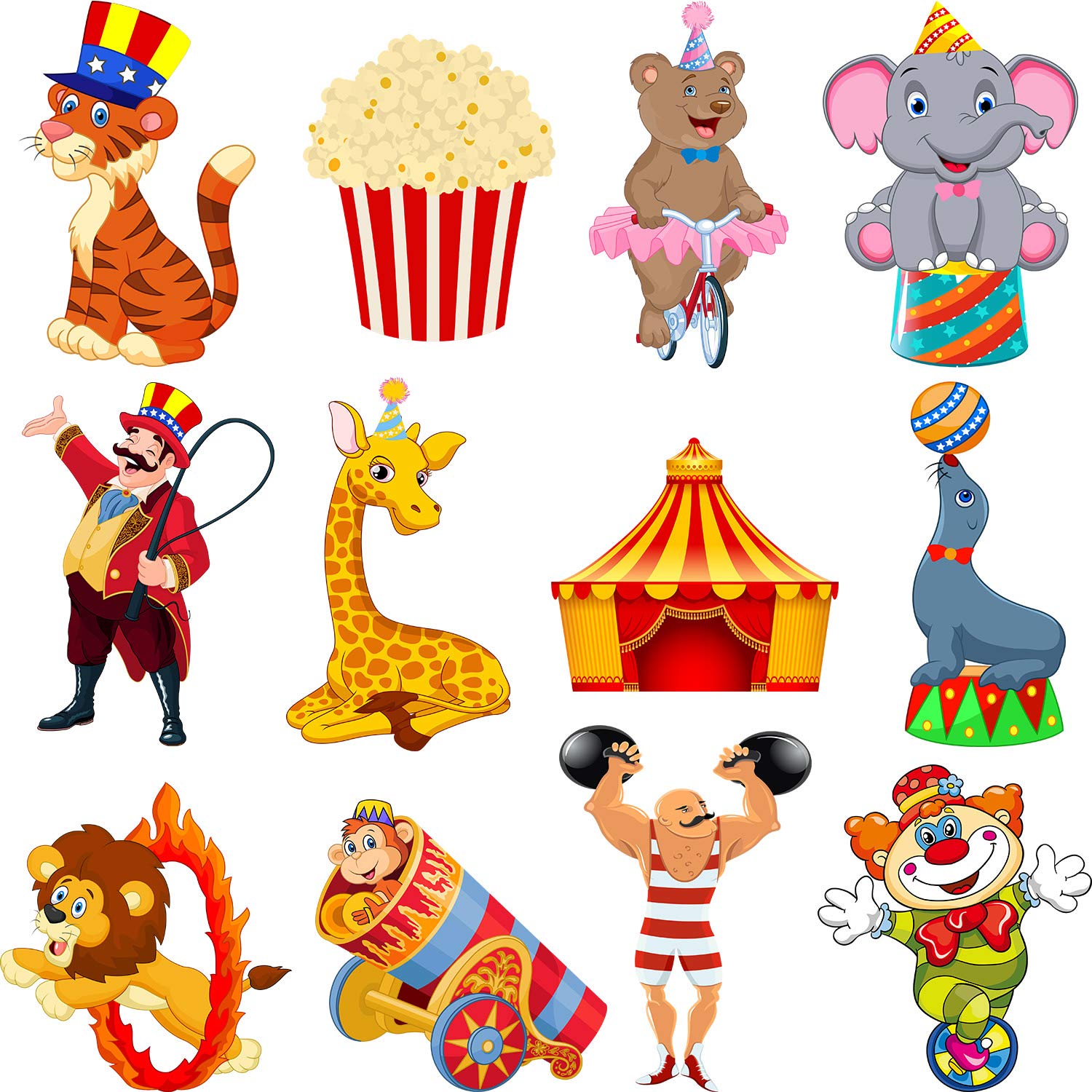 Zonon 24 Pieces Carnival Cutouts Party Supplies Circus Theme Birthday zonon-24-pieces-carnival-cutouts-party-supplies-circus-theme-birthday
